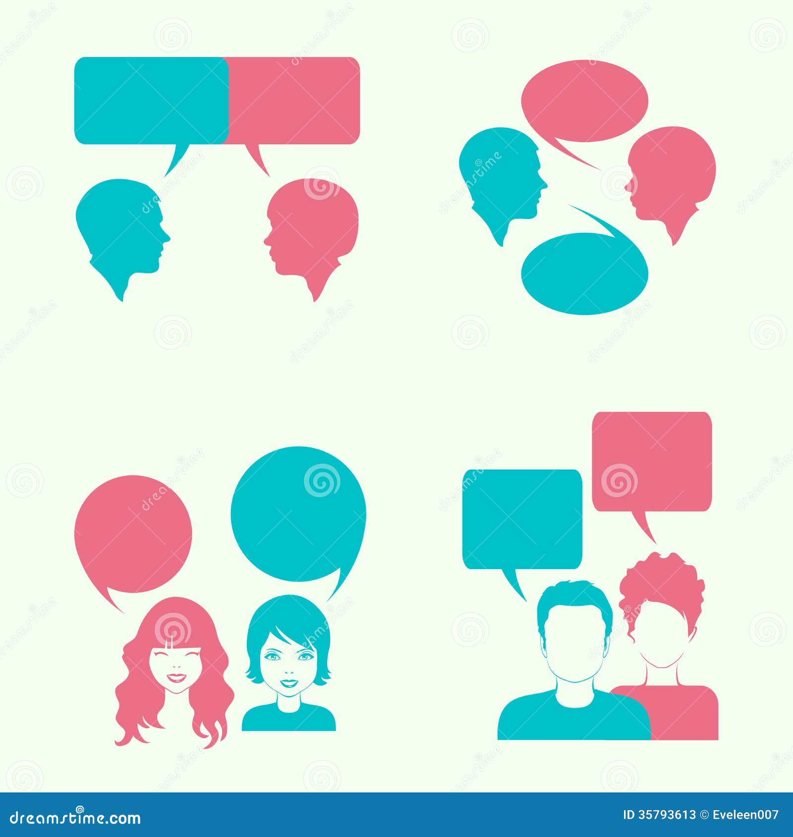 Dialog head silhouette, stock vector. Illustration of balloon - 35793613