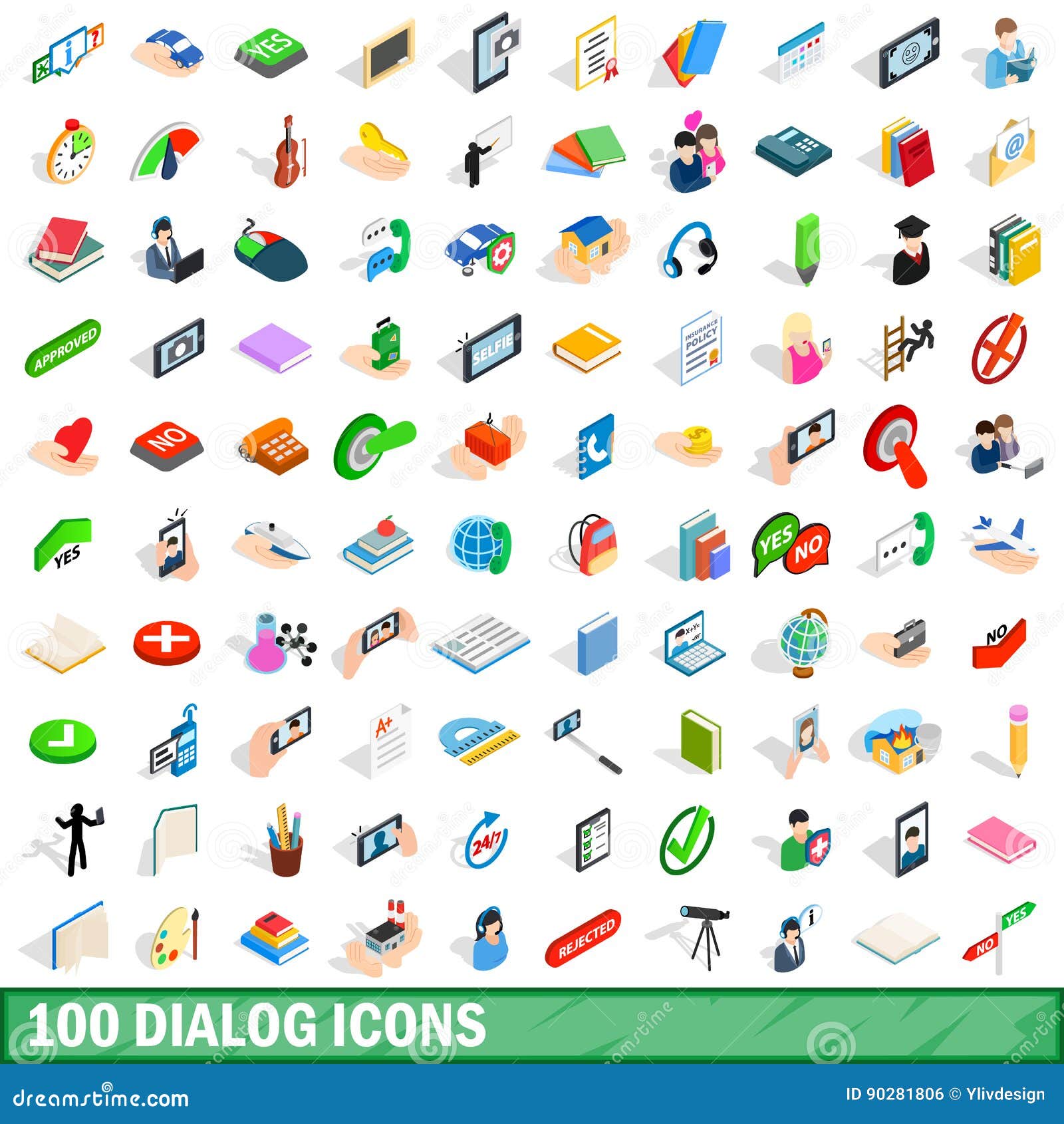 100 Dialog Icons Set, Isometric 3d Style Stock Vector - Illustration of ...