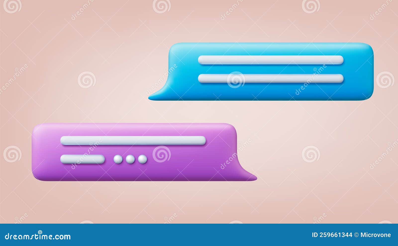 Dialog Speech Balloons 3d Elements. Voice Message or Talk Bubbles. Chat ...