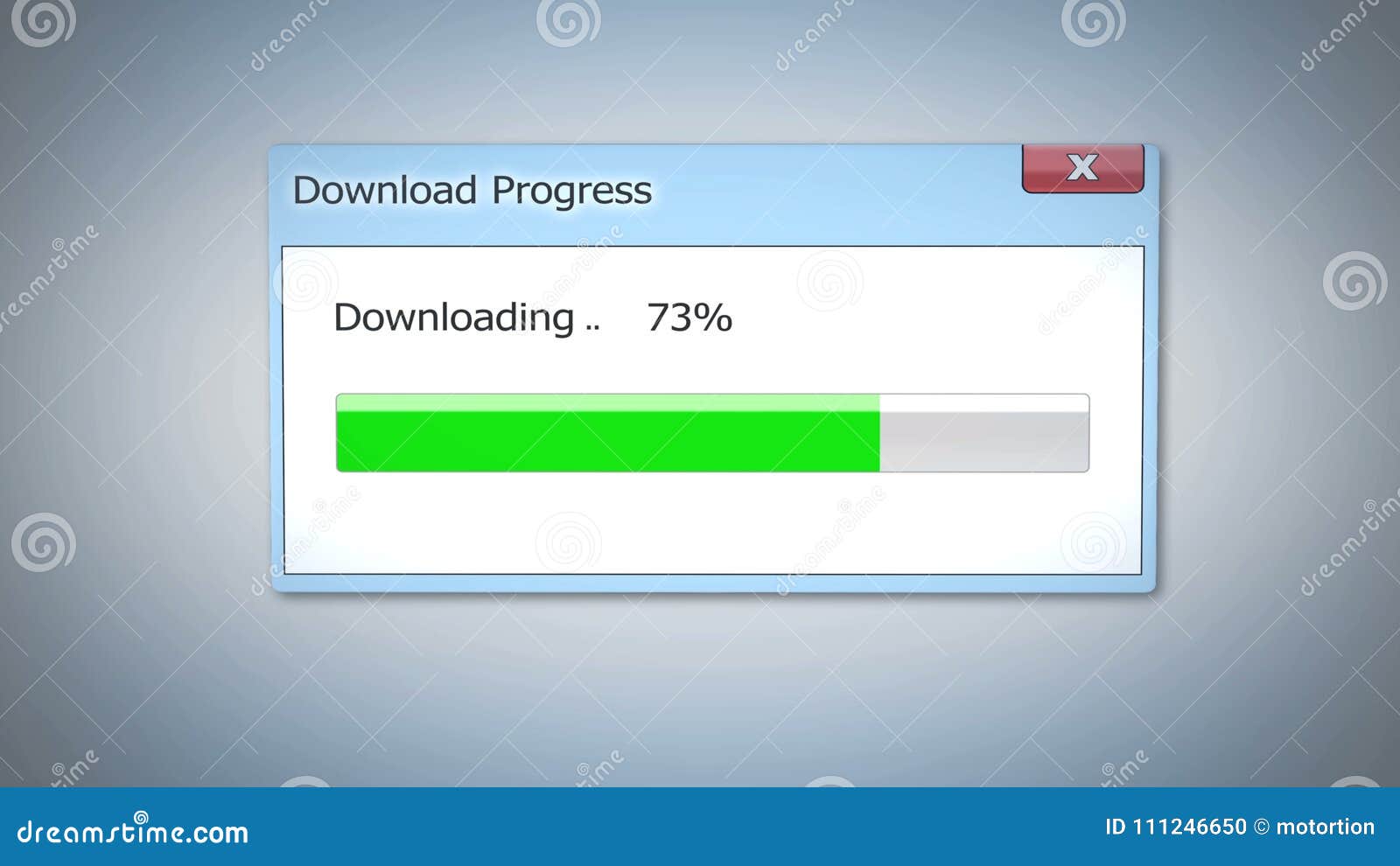 Dialog Window with Download Progress, Status Bar Completed in Three ... Dialog Window with Download Progress, Status Bar Completed in Three ...
