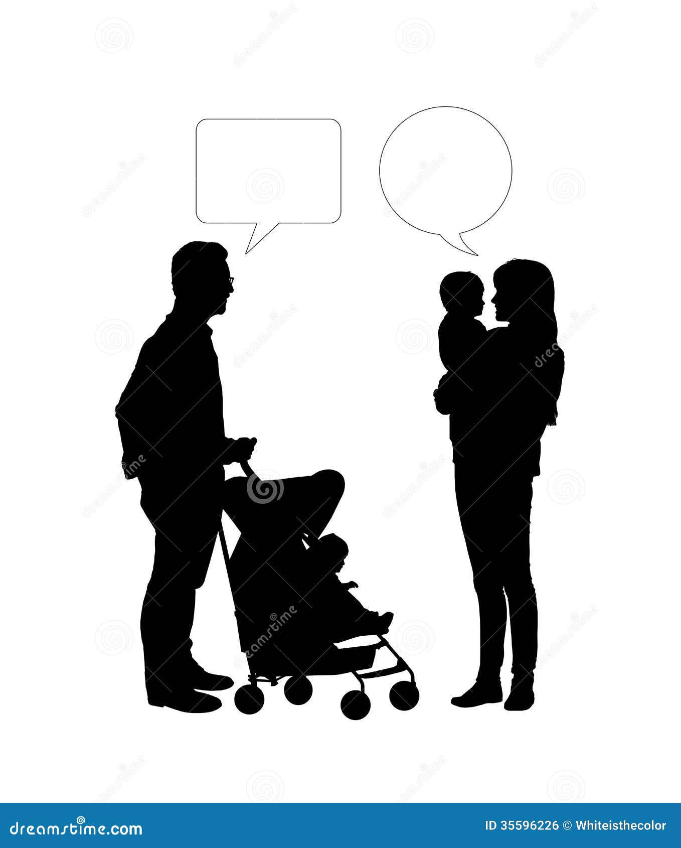 Dialog Zwischen Zwei Eltern Von Kleinkindern Stockfoto - Bild von ...