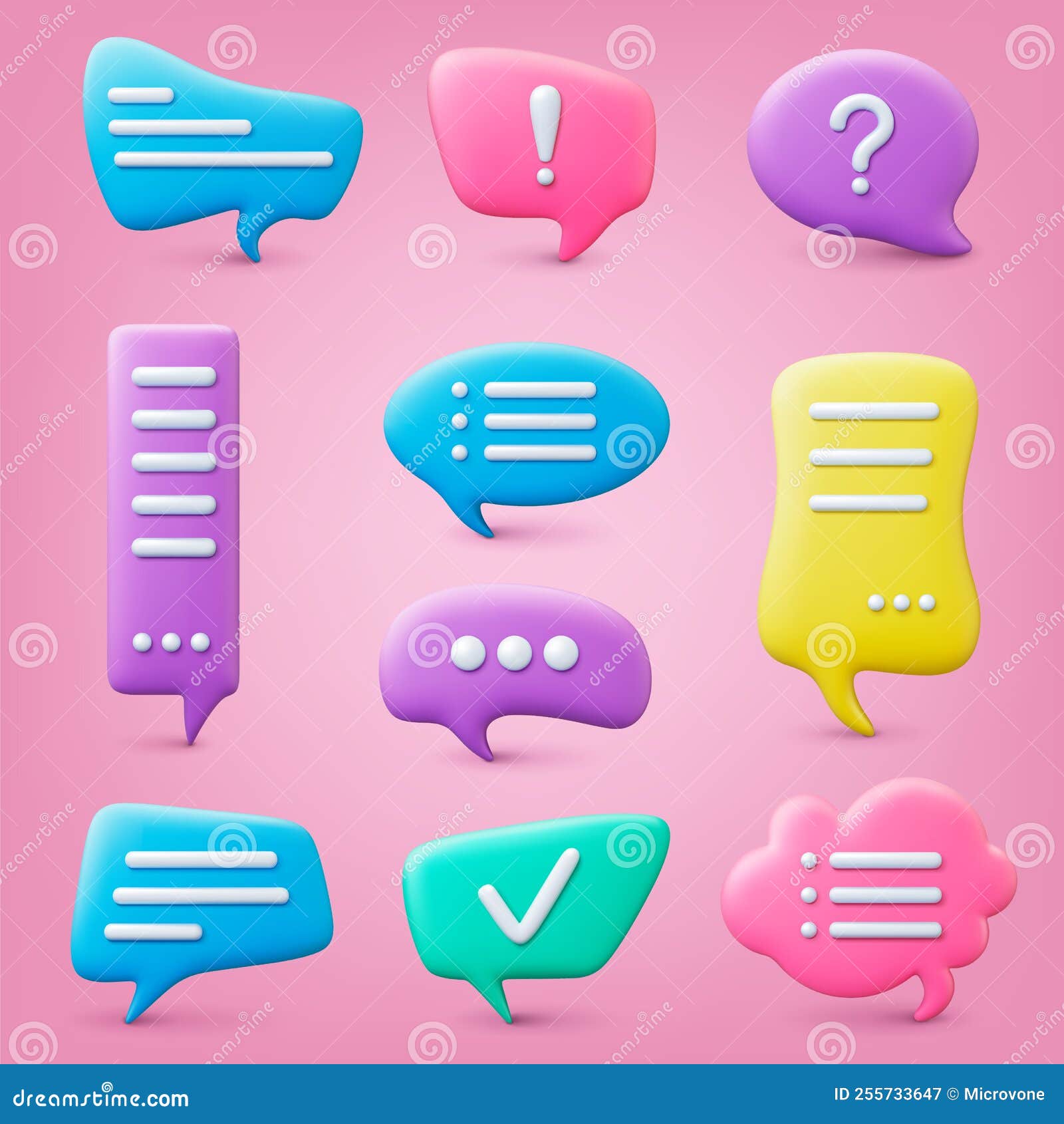Dialogue Bubble 3d Set. Speech Bubbles, Quotes Different Elements Stock ...