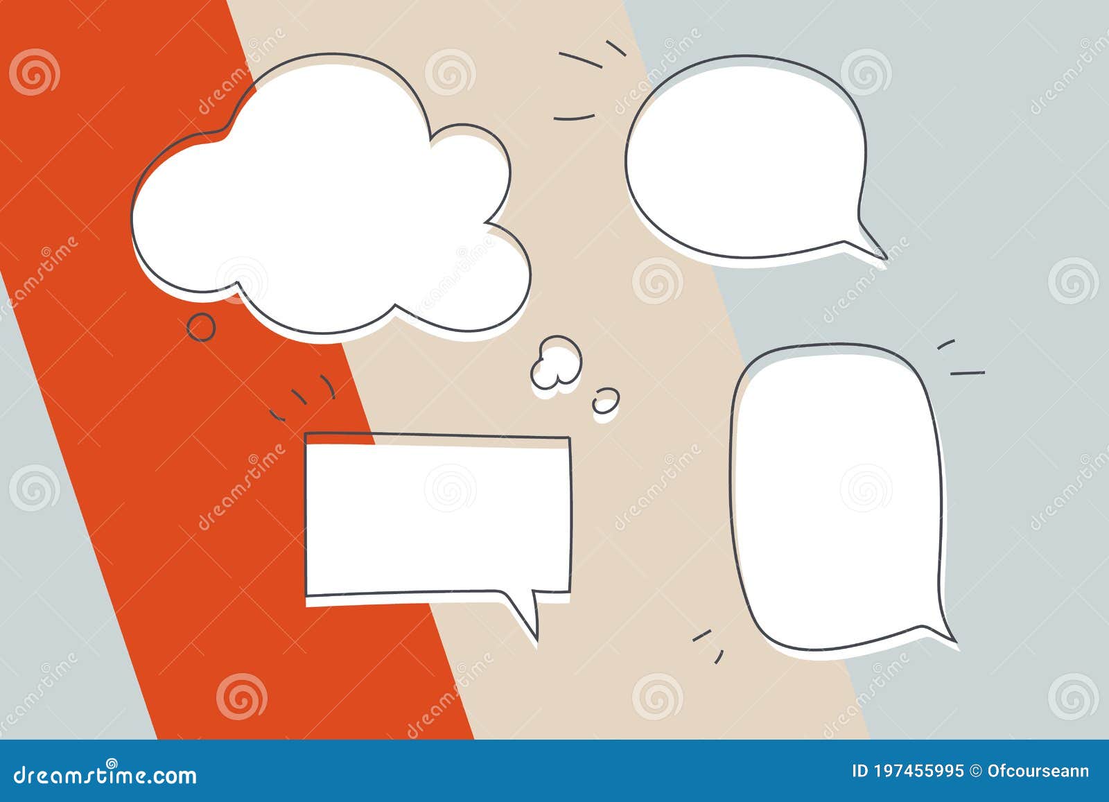 Dialogue Bubbles for Comics. Hand-drawn Conversation Windows Stock ...