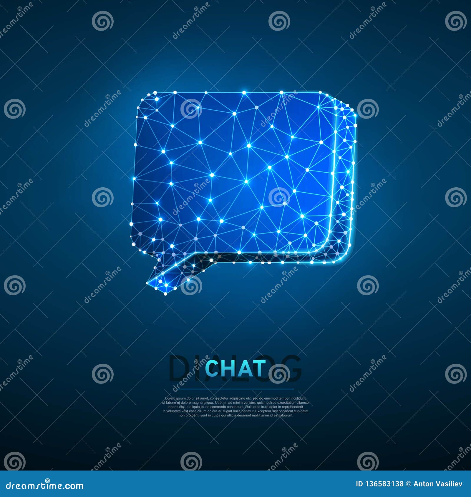 Dialogue, Chat Cloud. Wireframe Digital 3d Illustration. Low Poly ...