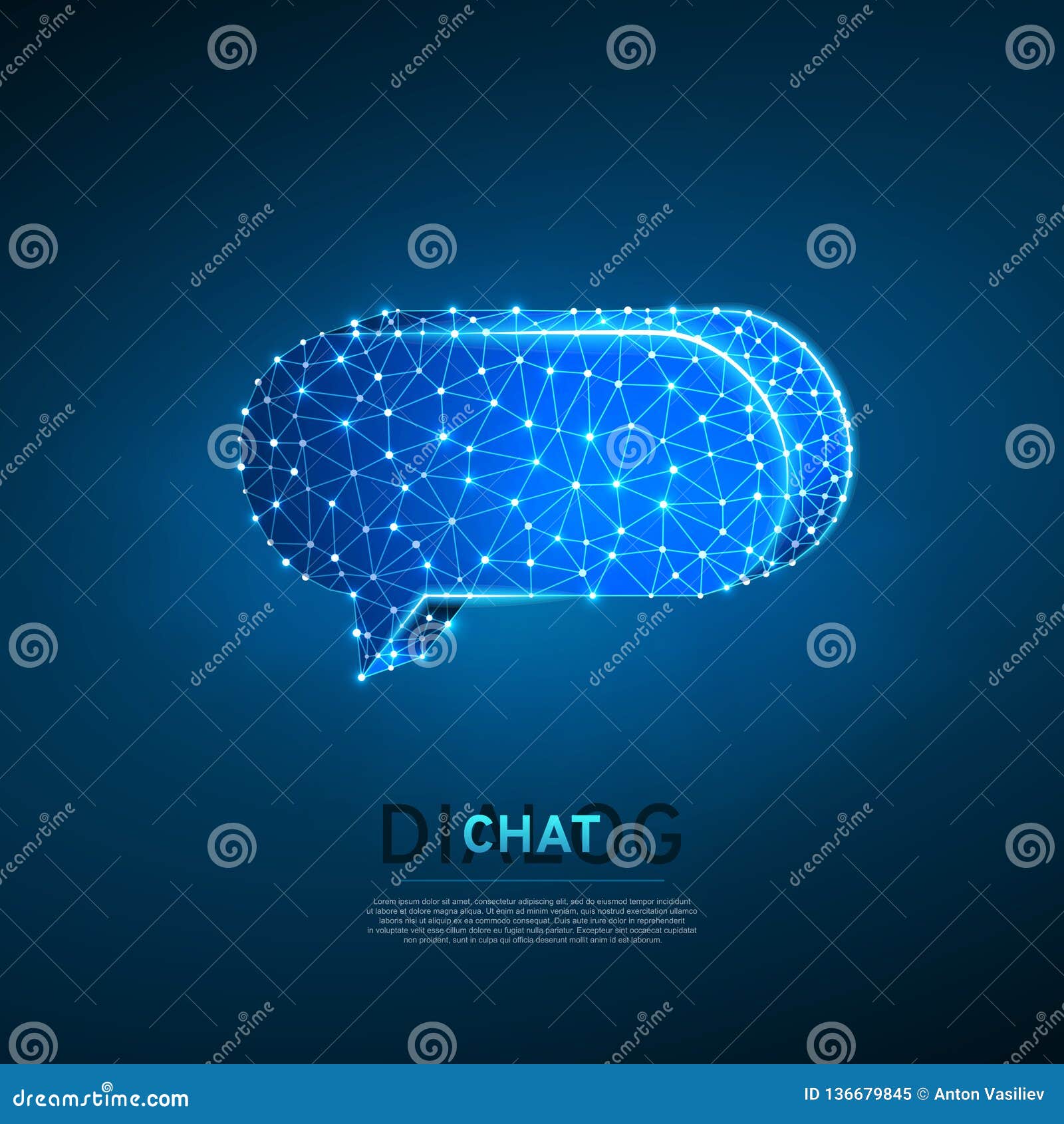 Dialogue, Chat Cloud. Wireframe Digital 3d Illustration. Low Poly ...