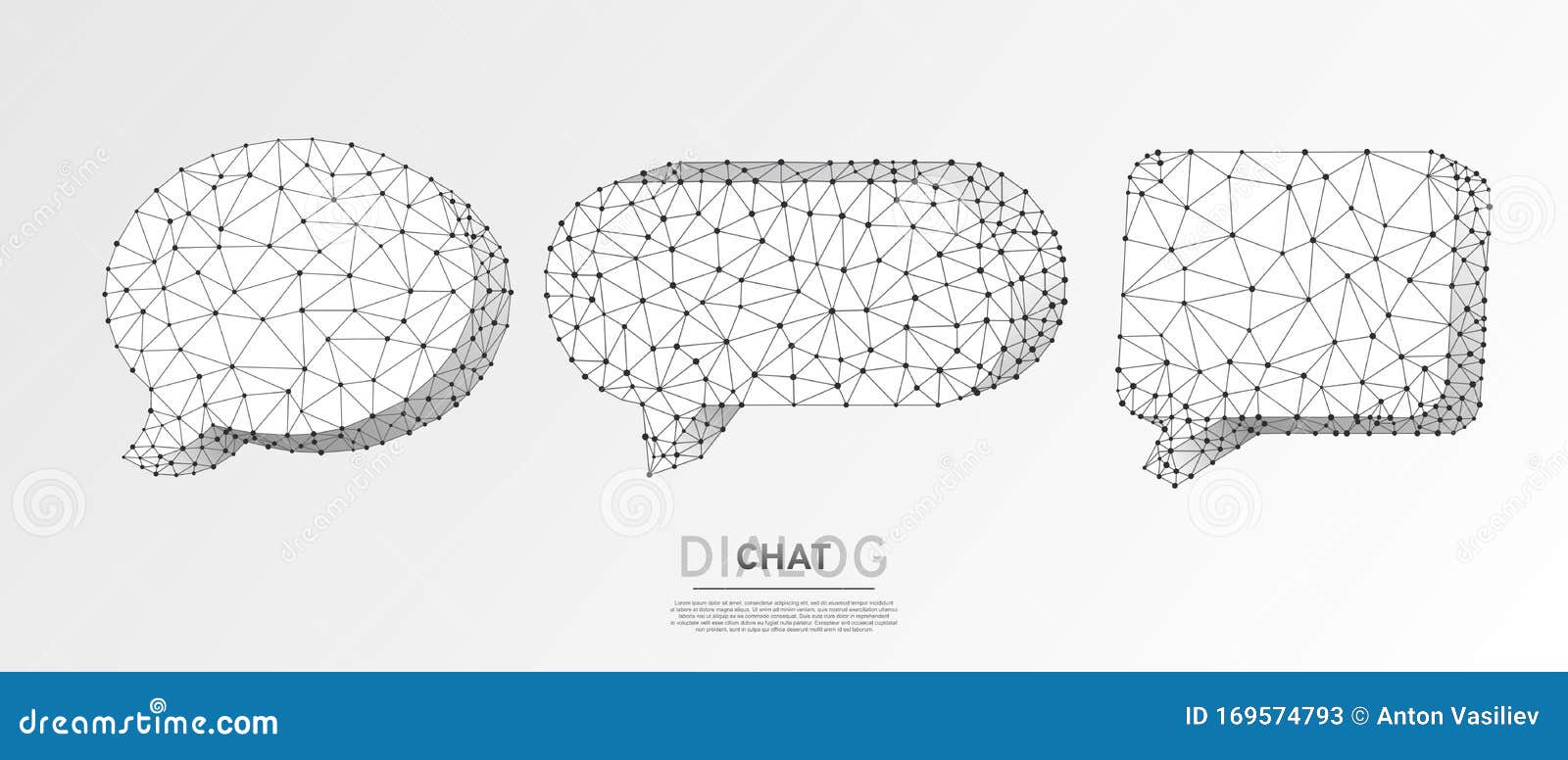 Dialogue, Chat Clouds Set. Wireframe, Digital 3d Vector Illustration ...
