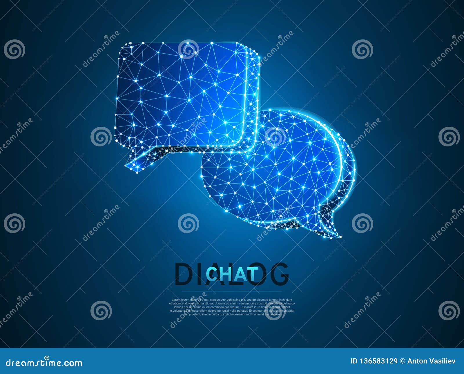 Dialogue, Chat Clouds. Wireframe Digital 3d Illustration. Low Poly ...