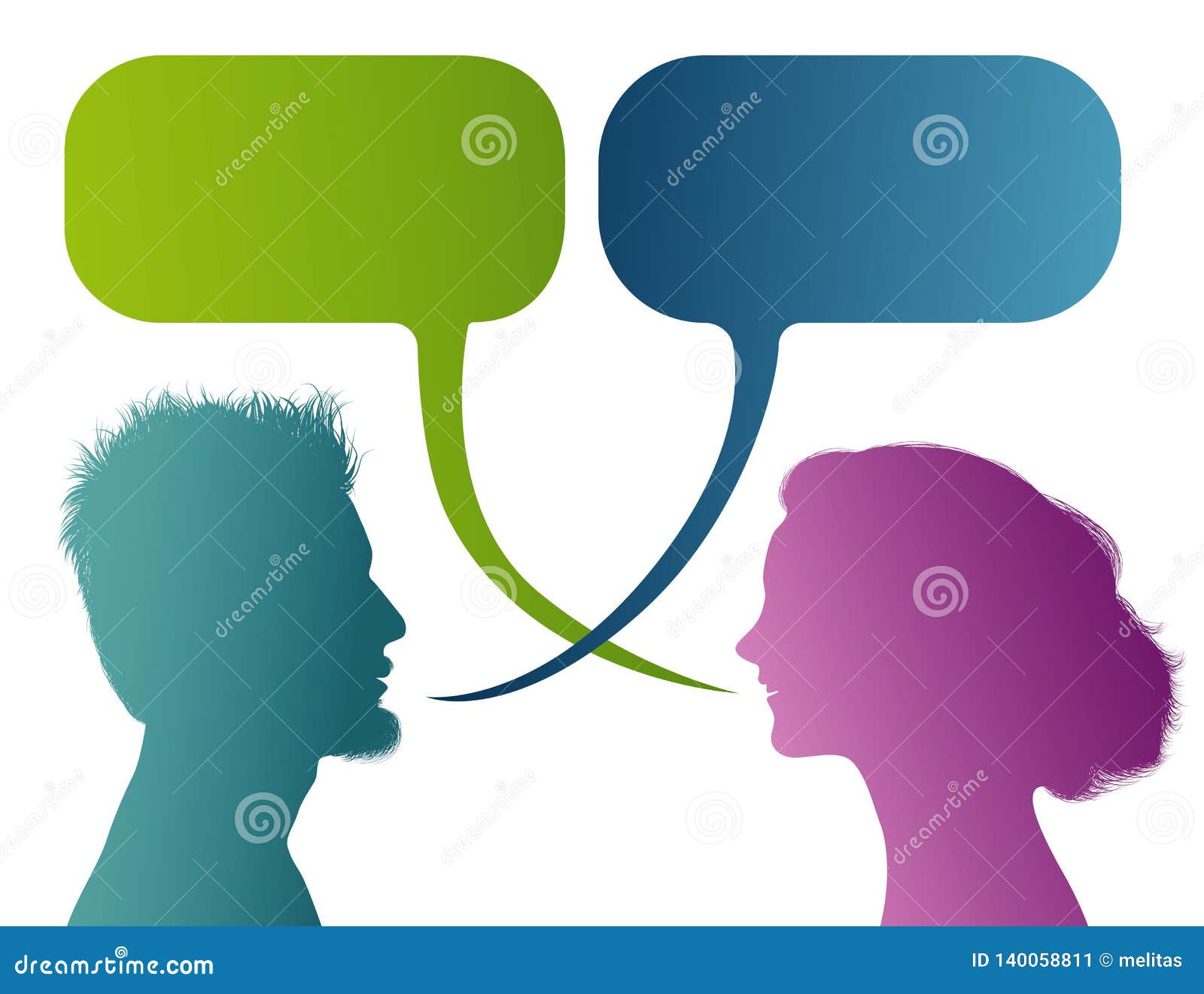 Vector Isolated Colored Profile Silhouette with Speech Bubble. Talking ...