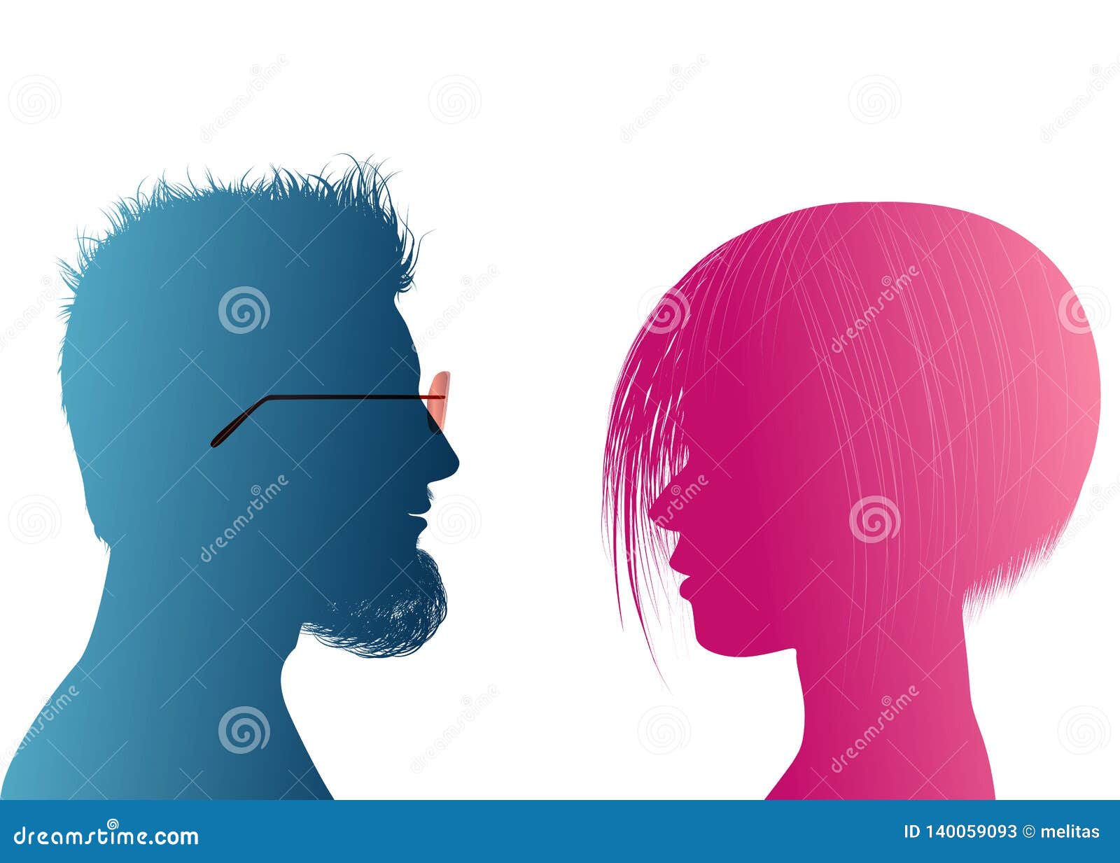 Dialogue Between People. Talking Crowd. Black Silhouette Profile ...