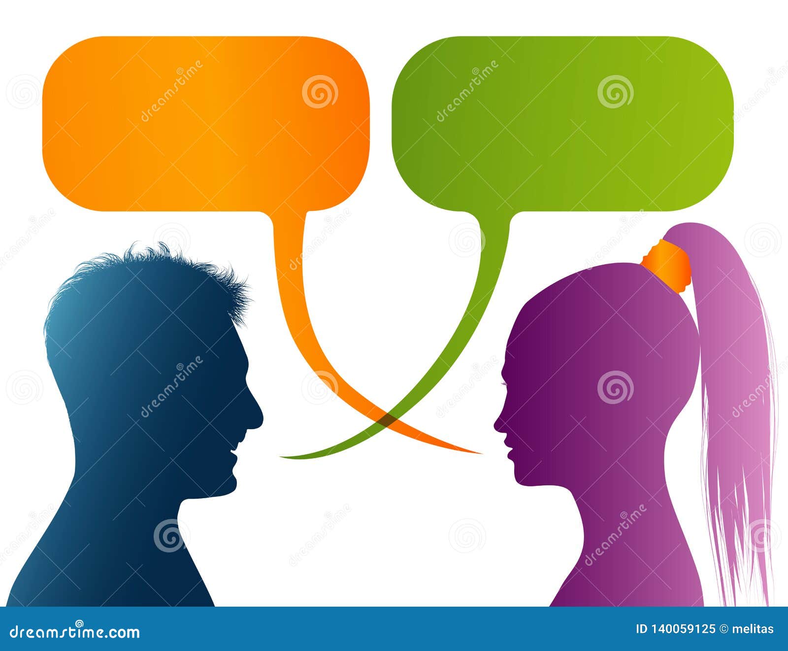 Vector Isolated Colored Profile Silhouette with Speech Bubble. Talking ...