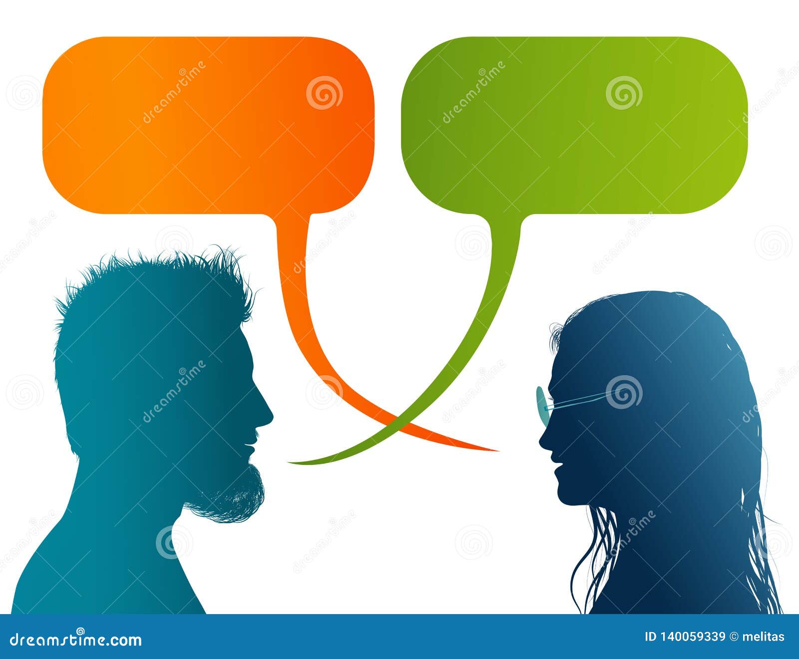 Vector Isolated Colored Profile Silhouette with Speech Bubble. Talking ...