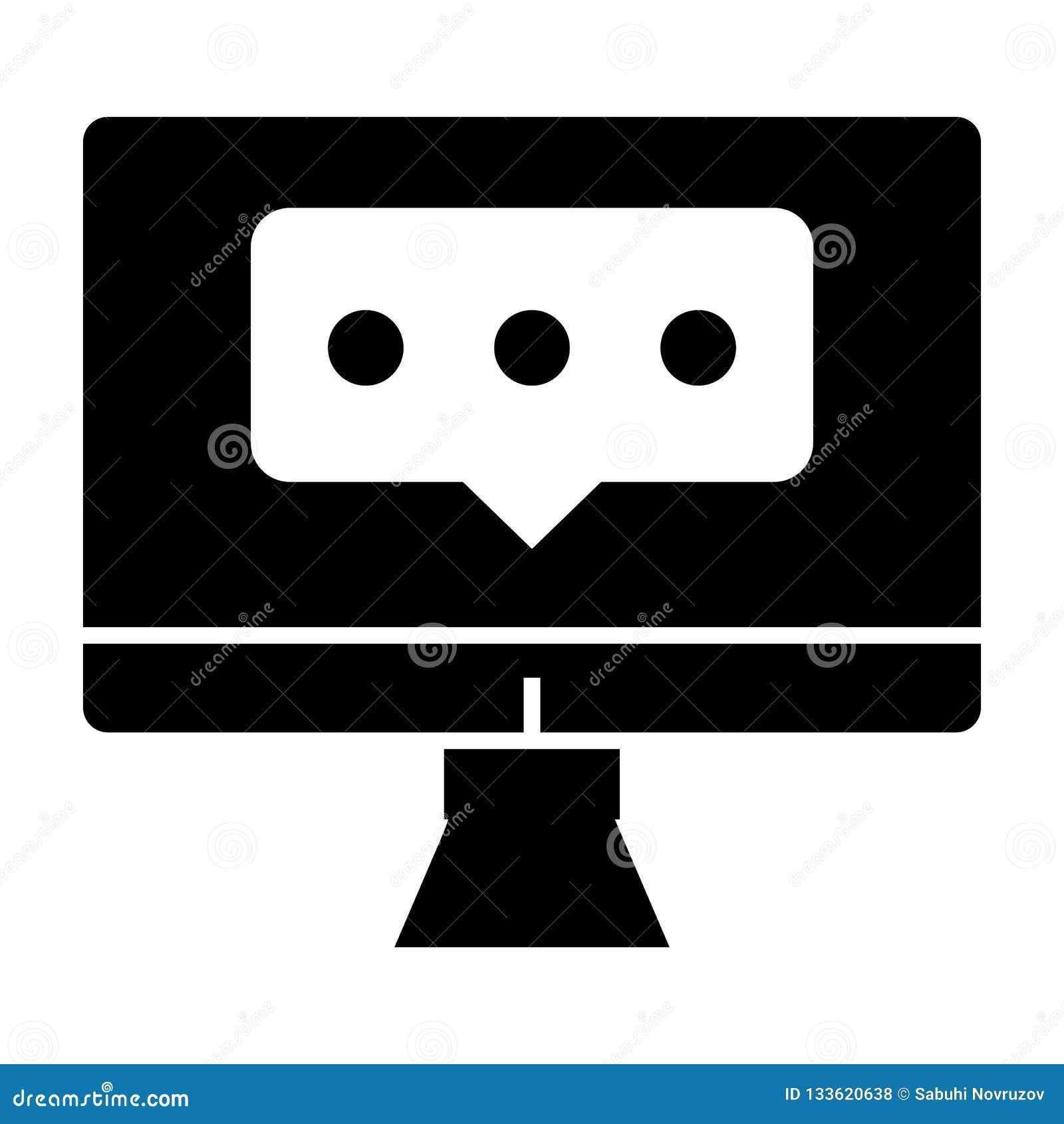 Dialogue on Computer Monitor Solid Icon. Chat on Computer Vector ...