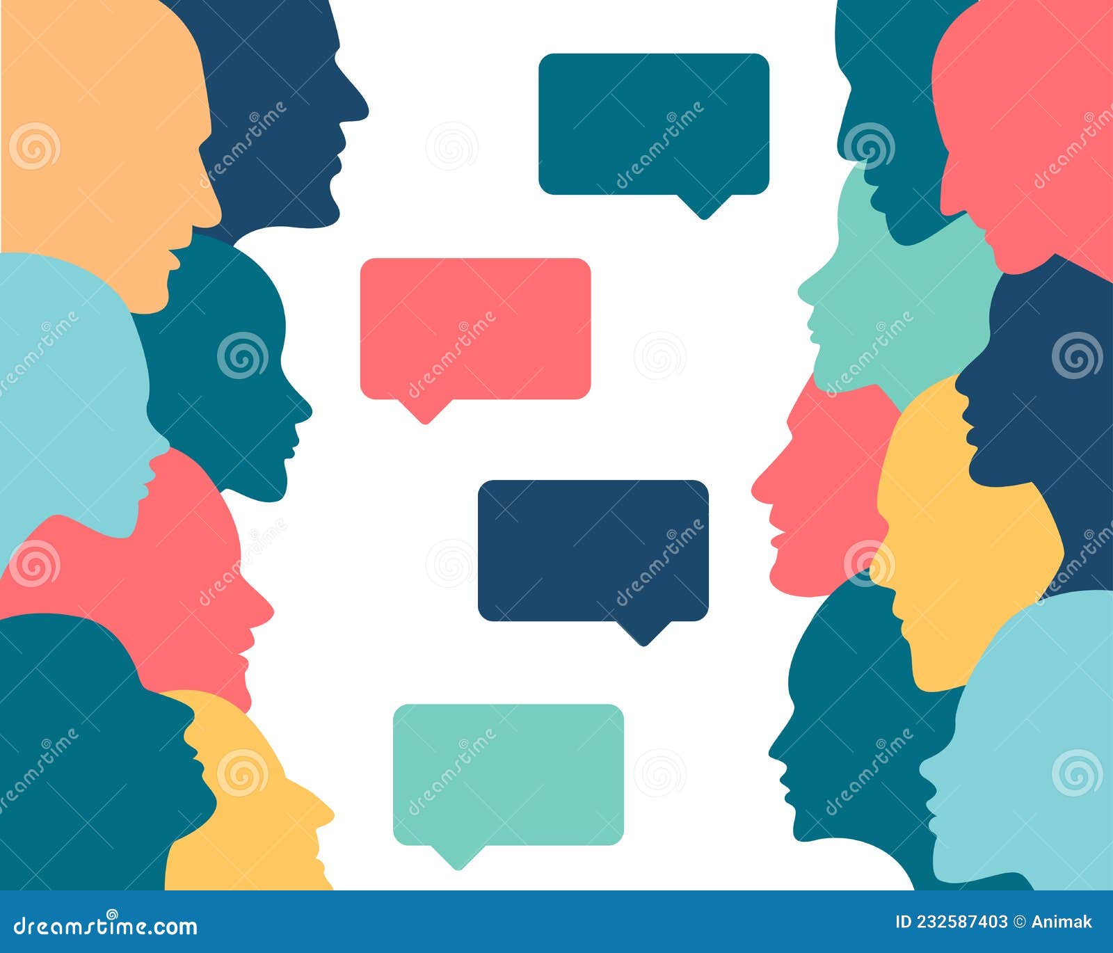 Dialogue, Discussion, Communication Group of People. Vector Profile ...