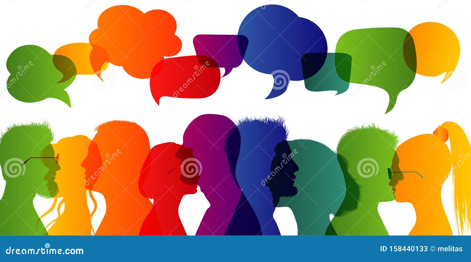 Dialogue Group of Diverse People. Communication between People. Crowd ...