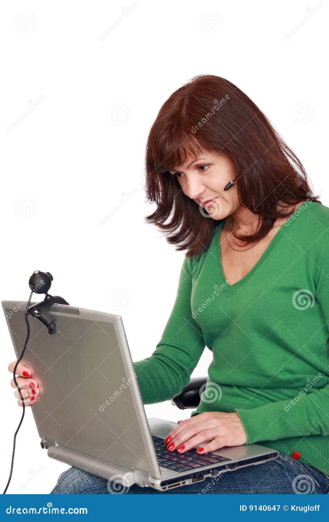 Dialogue through the Internet Stock Image - Image of beautiful, camera ...