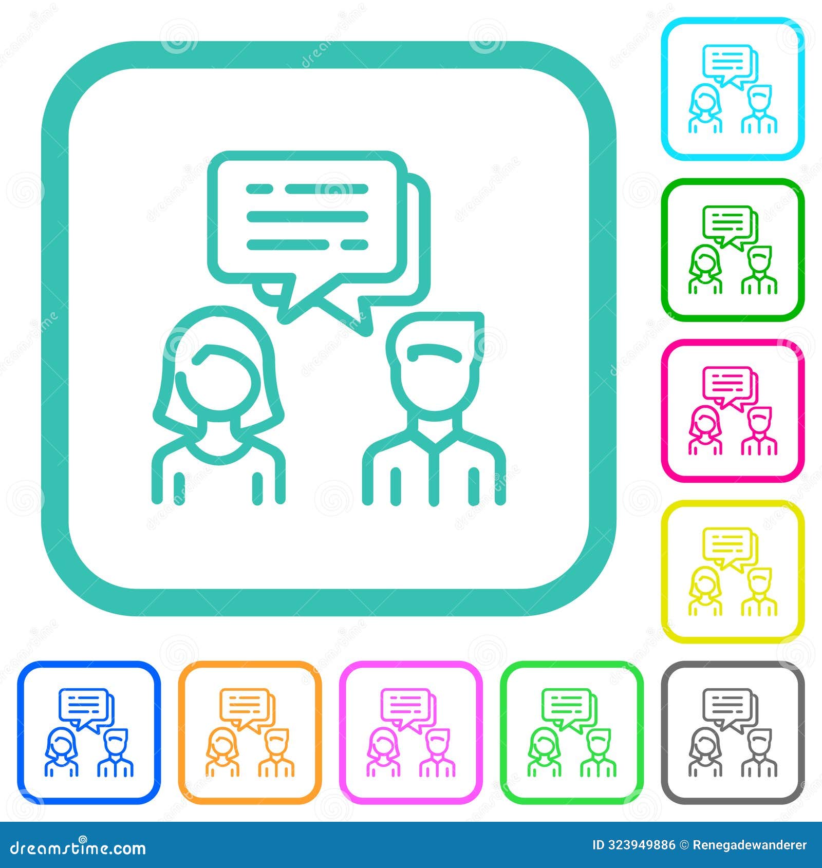 Dialogue Outline Vivid Colored Flat Icons Stock Illustration ...