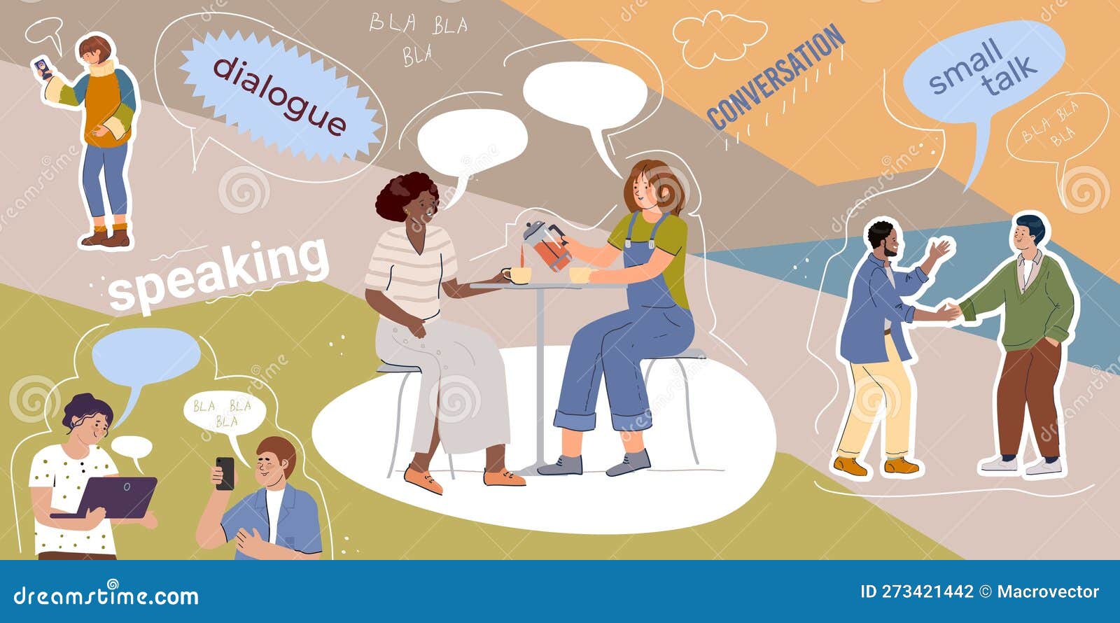 Dialogue Between People. Talking Crowd. Black Silhouette Profile ...