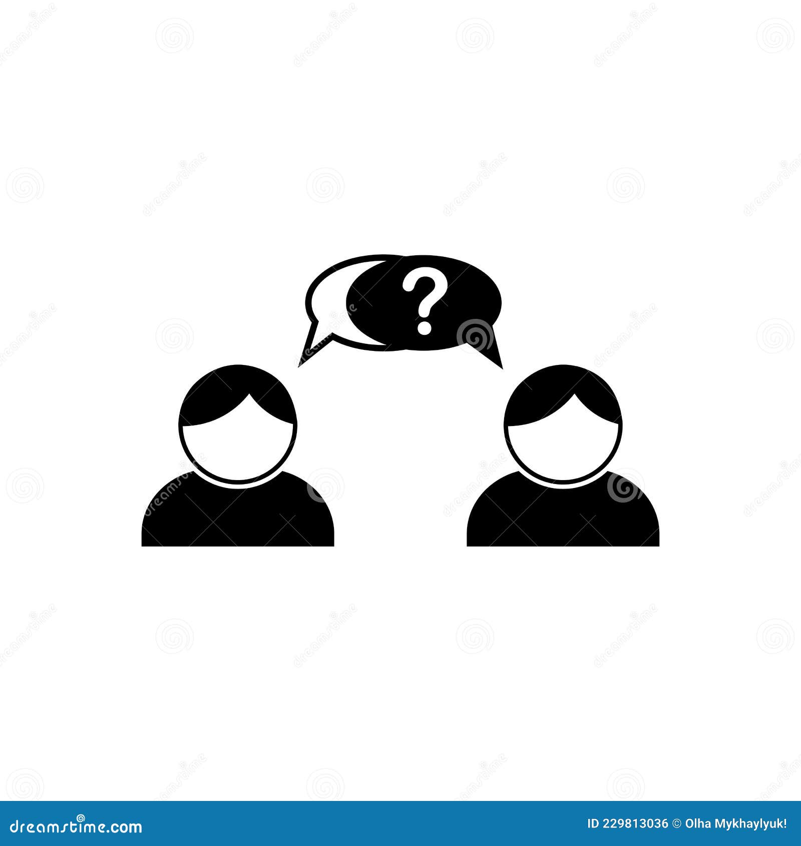 Dialogue between Two People. Discussion, Answer To a Question. Black ...