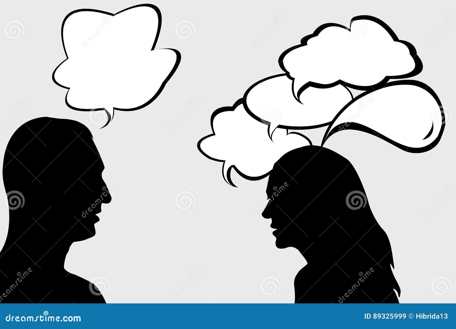 Dialogue Between A Man And A Woman. Silhouettes Of People And Speech ... Dialogue Between A Man And A Woman. Silhouettes Of People And Speech ...