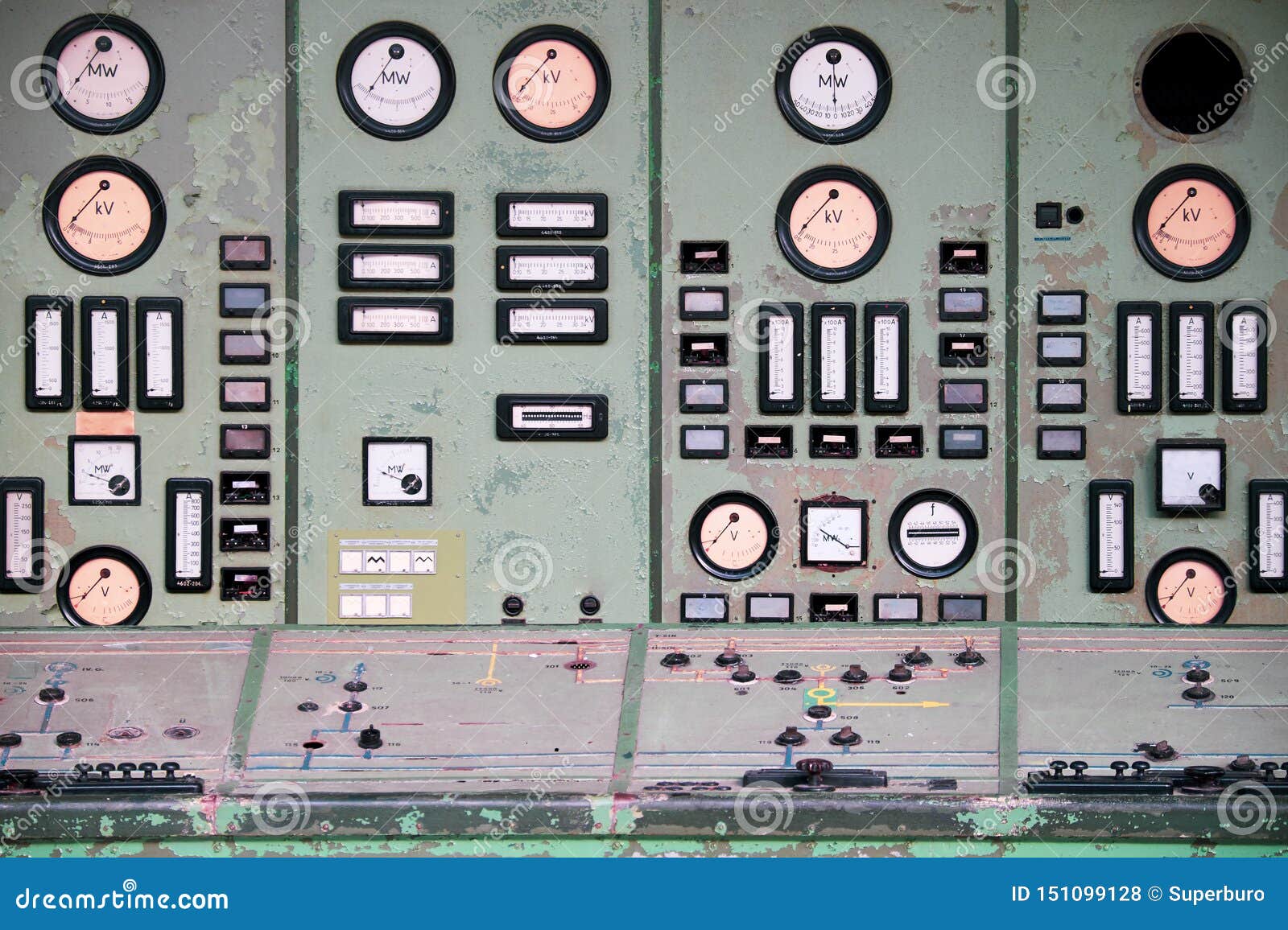 Dials and Switches in the Abandoned Control Room Editorial Stock Photo ...