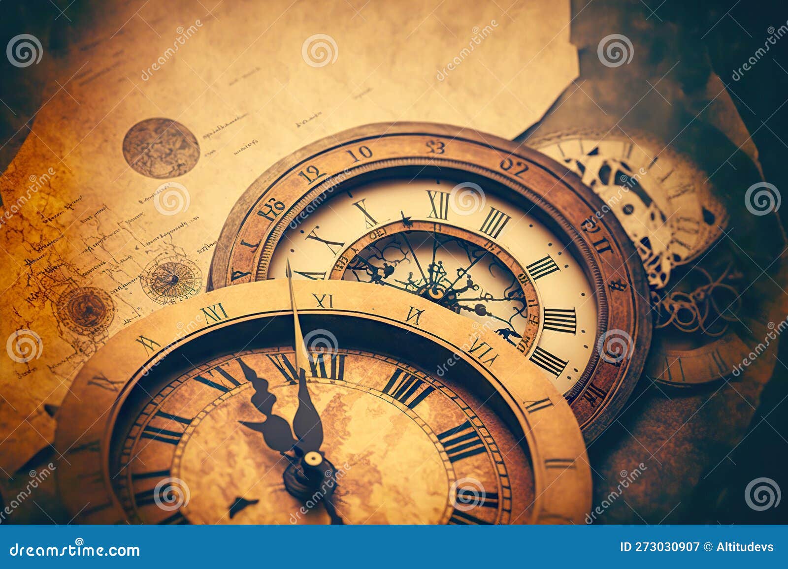 Dials of Vintage Clock with Hands and Clockwork are on Table Stock ...