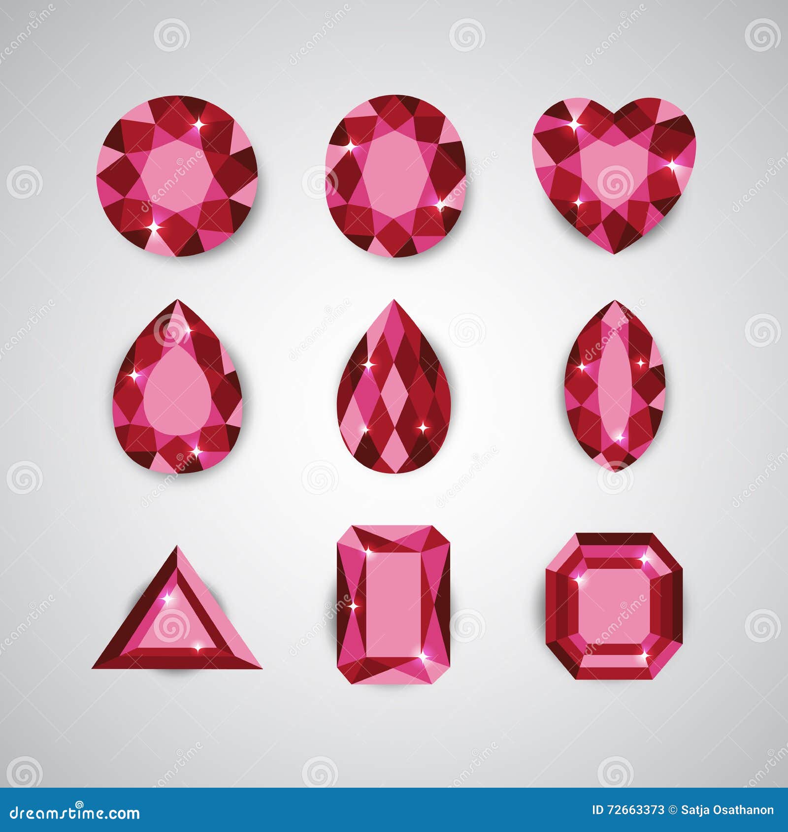 Diamants Et Ruby Vector Icons Rouges Illustration de Vecteur ...