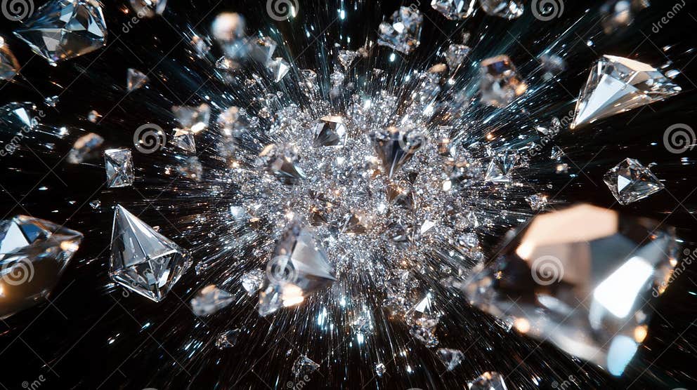 A Diamond Background Featuring a Dynamic Explosion of Diamonds Against ...