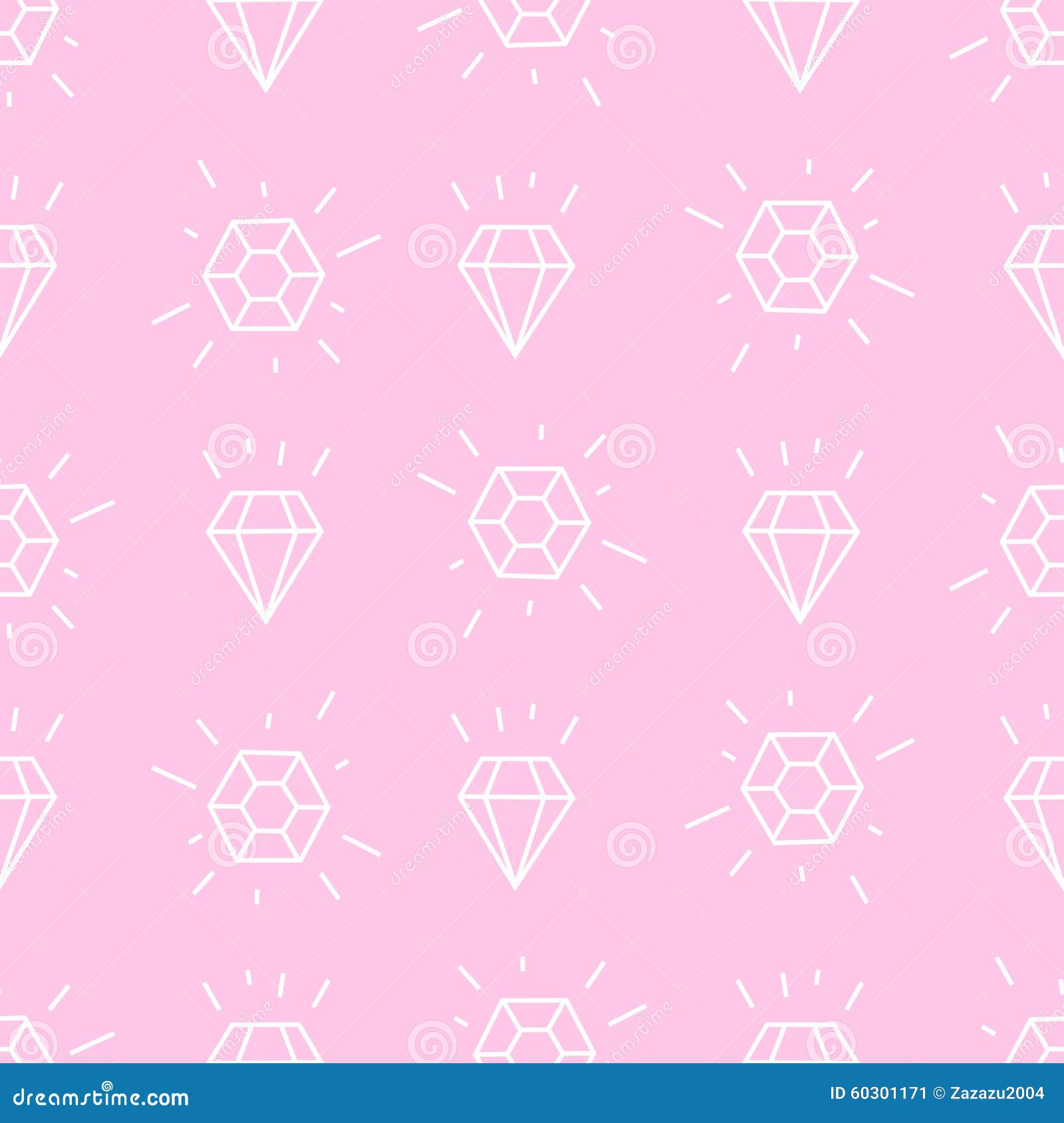Diamond Background. Pink And White Girlish Illustration. Cartoon Vector ...