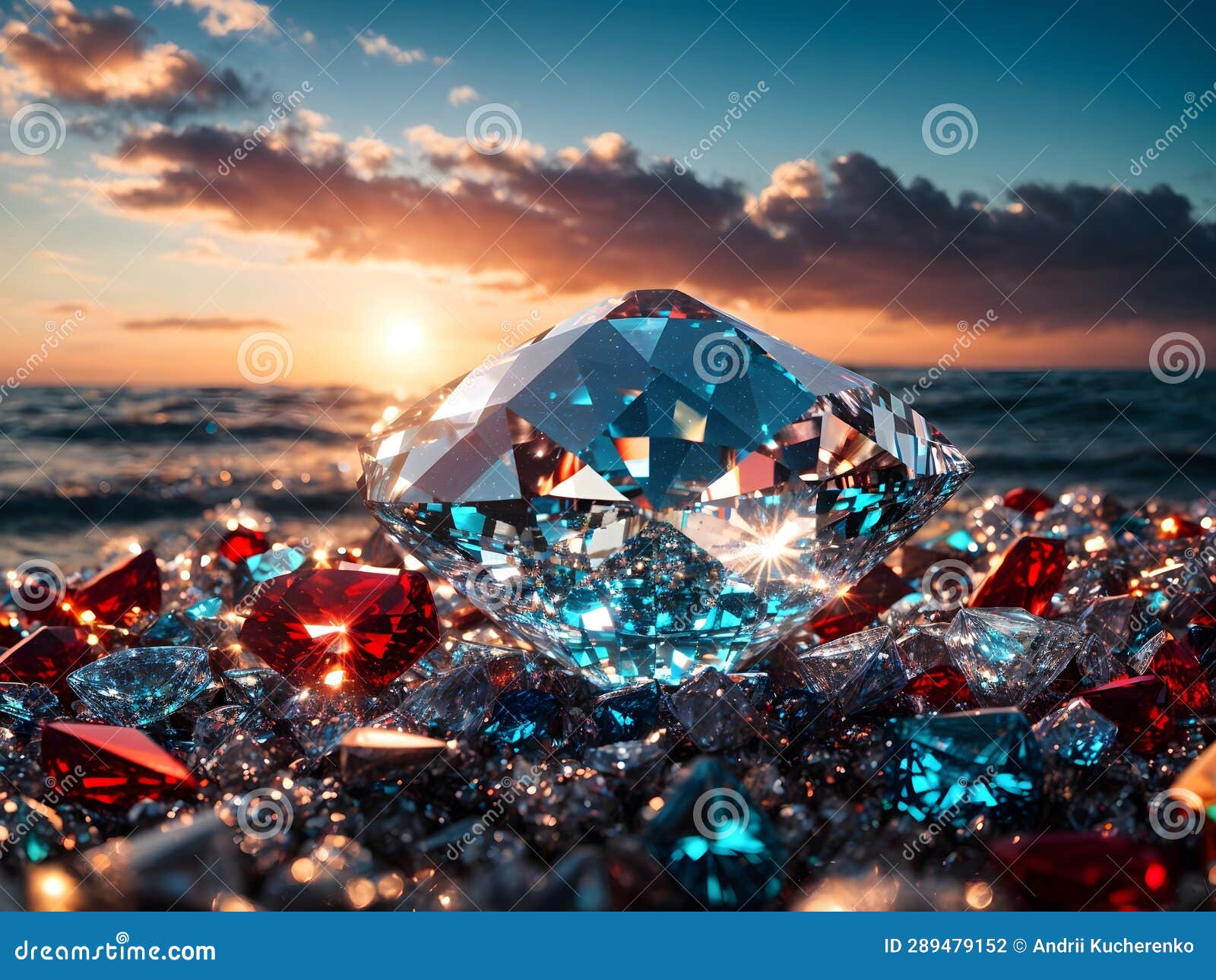 Diamond on the Beach at Sunset. Concept of Luxury and Wealth Stock ...