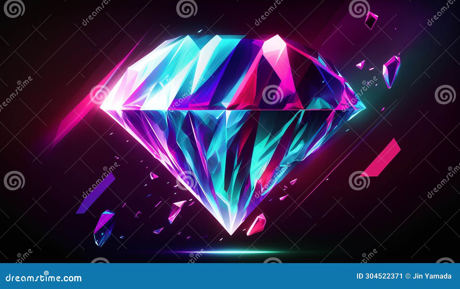 Diamond on a Black Background, 3d Rendering. Computer Digital Drawing ...