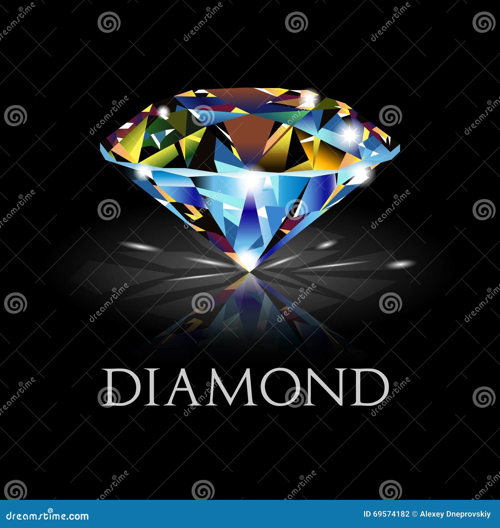 Diamond on Black Background Stock Vector - Illustration of jewelery ...