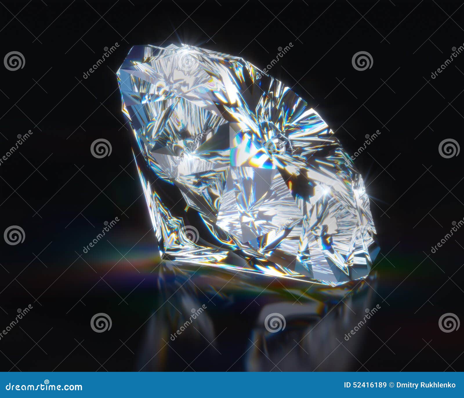 Diamond on Black Reflective Background Stock Illustration ...