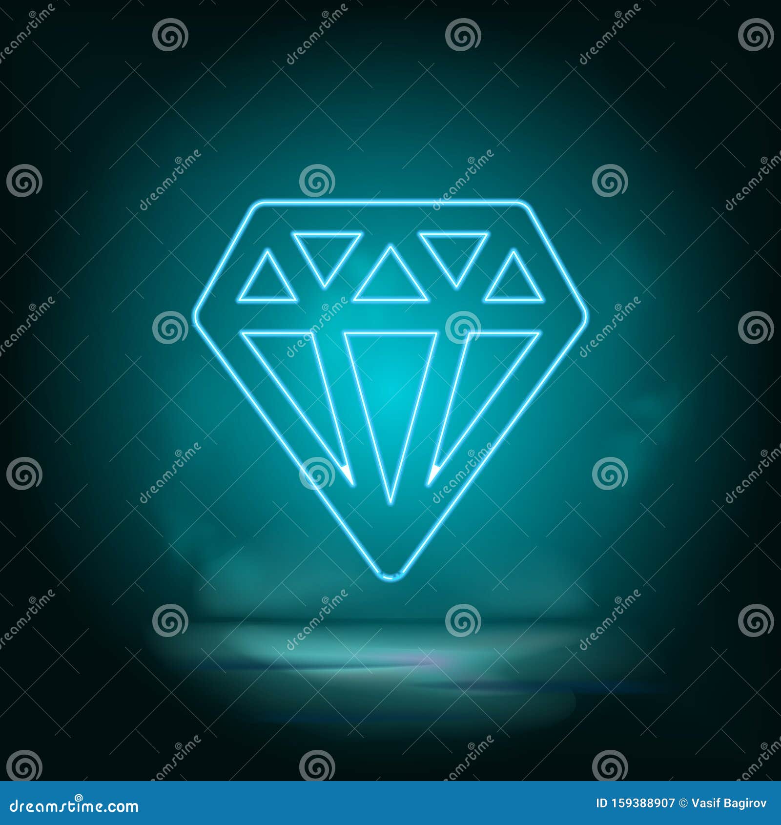 Diamond Blue Neon Vector Icon. Simple Element Illustration from Map and ...