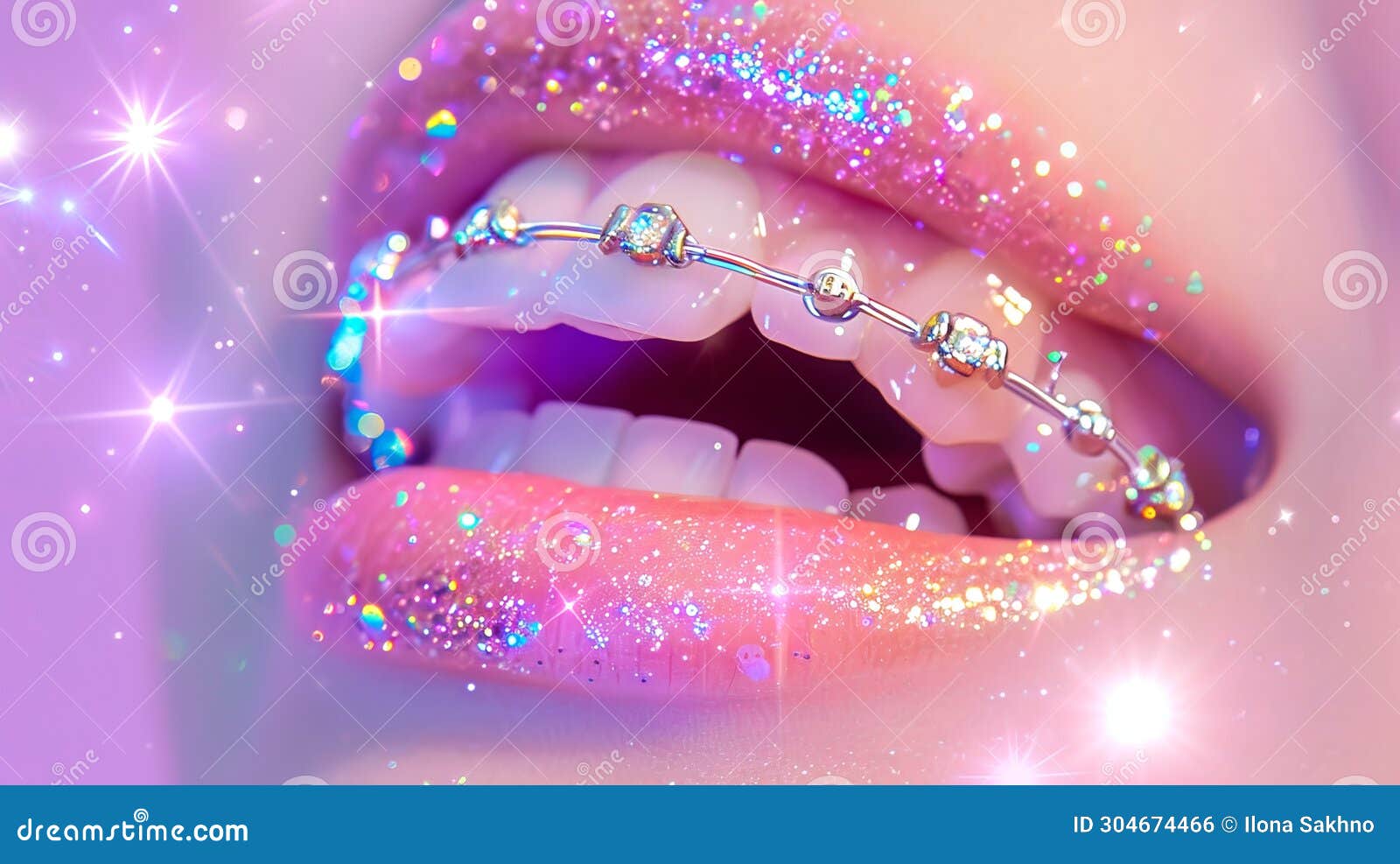 Diamond Braces on Clean Teeth Stock Illustration - Illustration of care ...