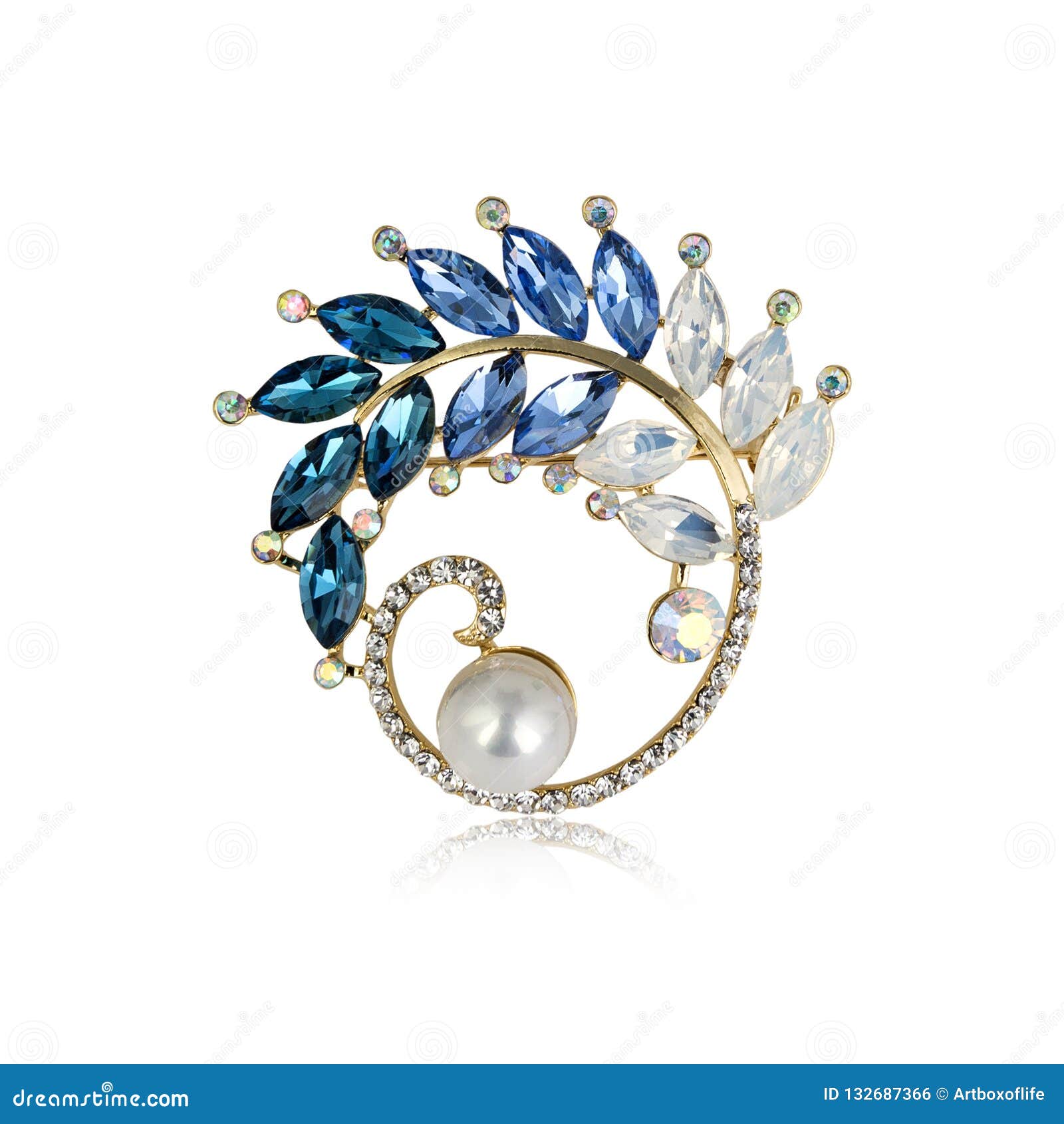 Diamond Brooch Isolated on White Stock Photo - Image of broach, luxury ...