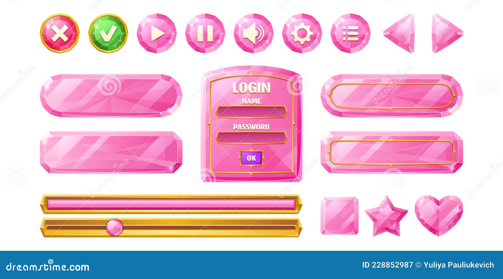 Diamond Buttons for Ui Game, Gui Elements Stock Vector - Illustration ...