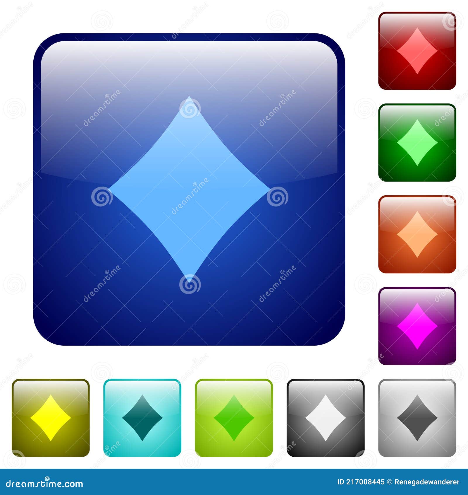 Diamond Card Symbol Color Square Buttons Stock Vector - Illustration of ...