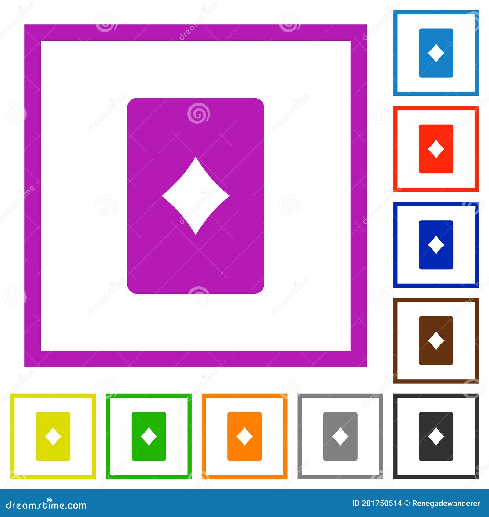 Diamond Card Symbol Flat Framed Icons Stock Vector - Illustration of ...
