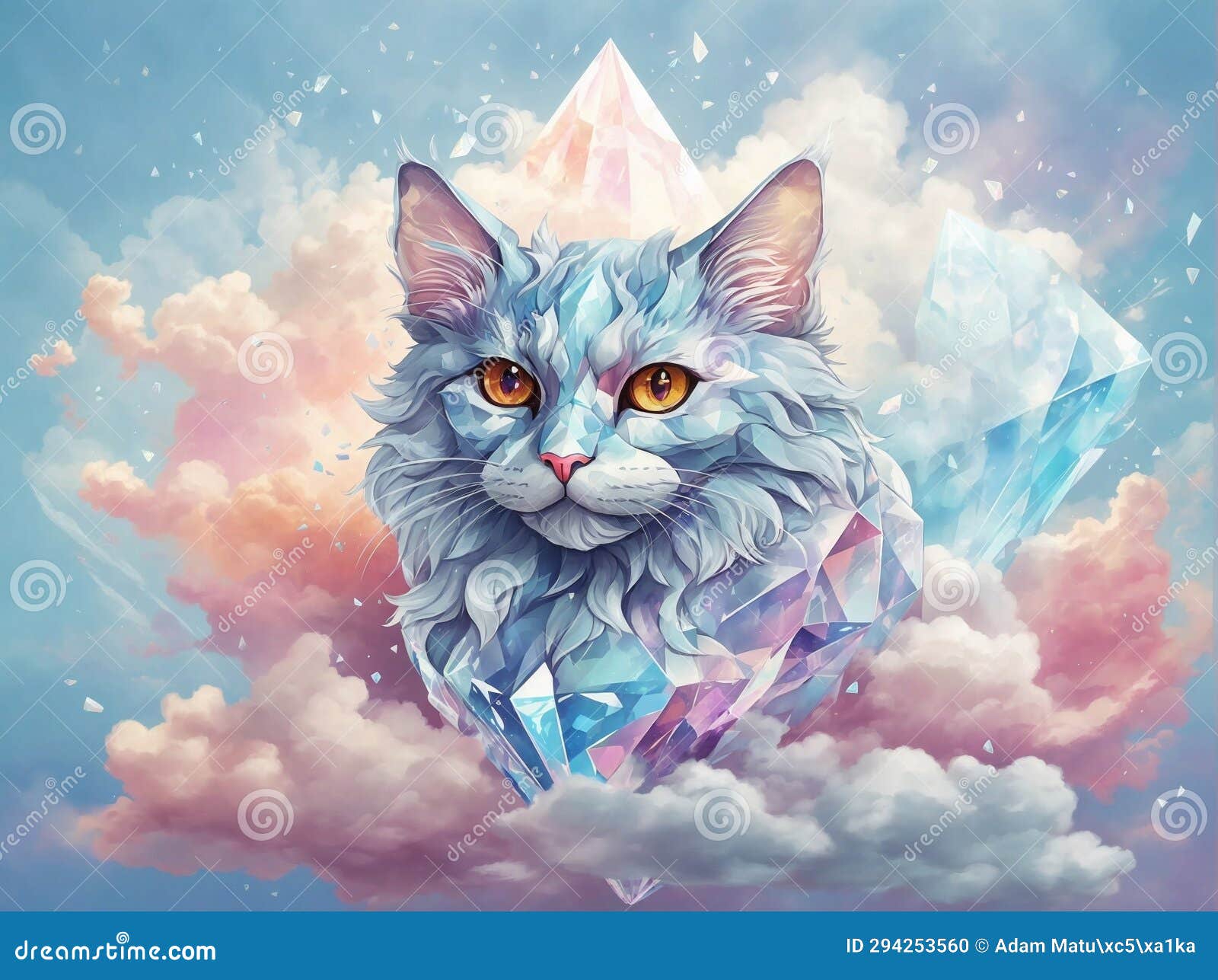 Diamond Cat on the Sky, Ai Generated Stock Illustration - Illustration ...