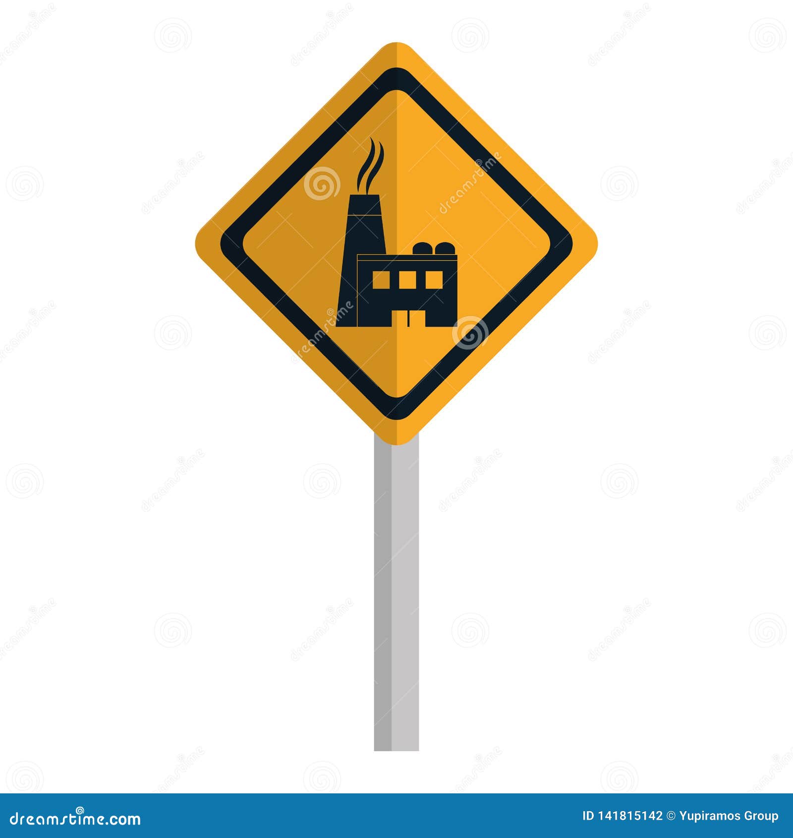 Diamond Caution Emblem Factory Pollution Stock Vector - Illustration of ...