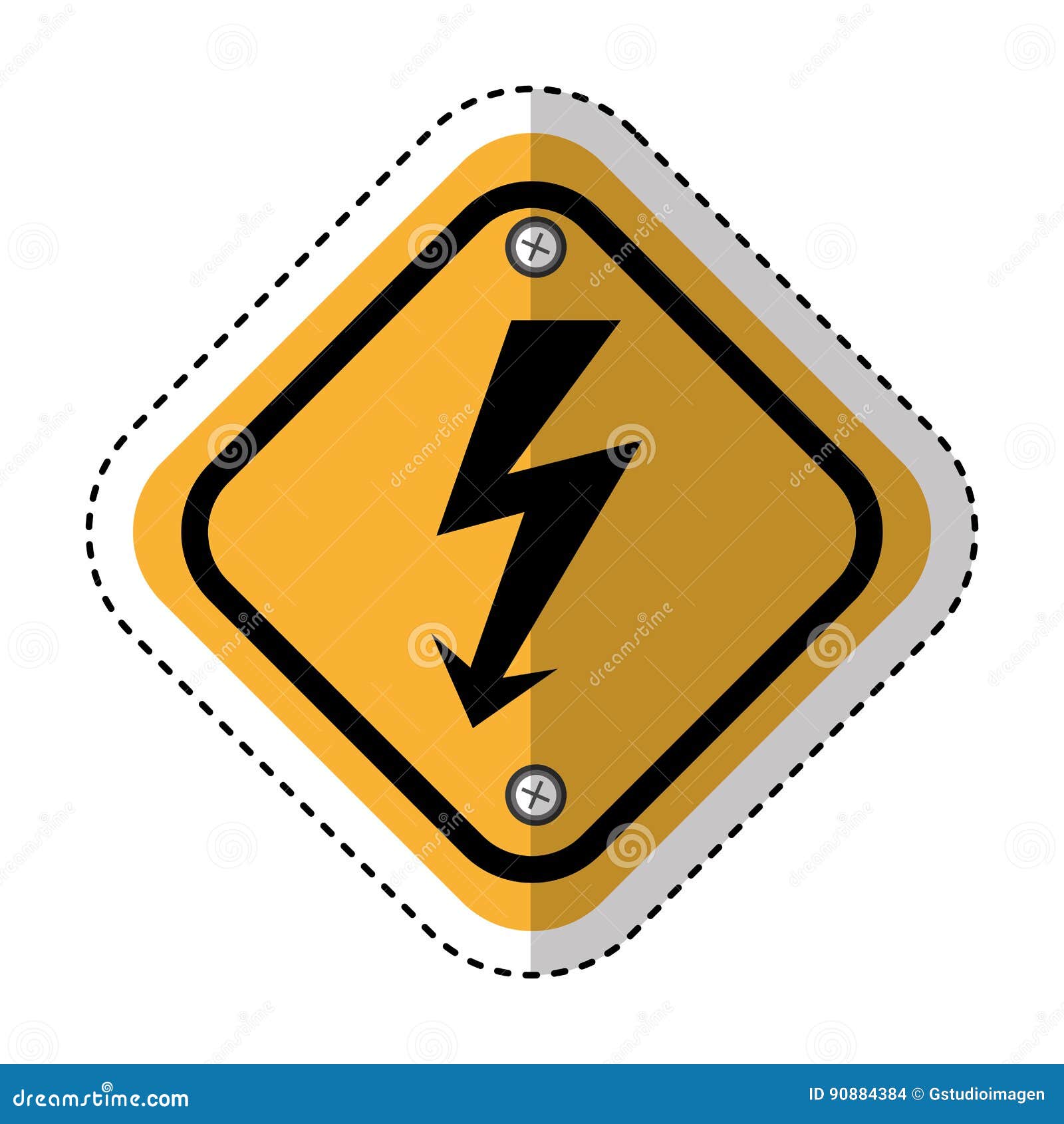 Diamond caution sign icon stock vector. Illustration of road - 90884384