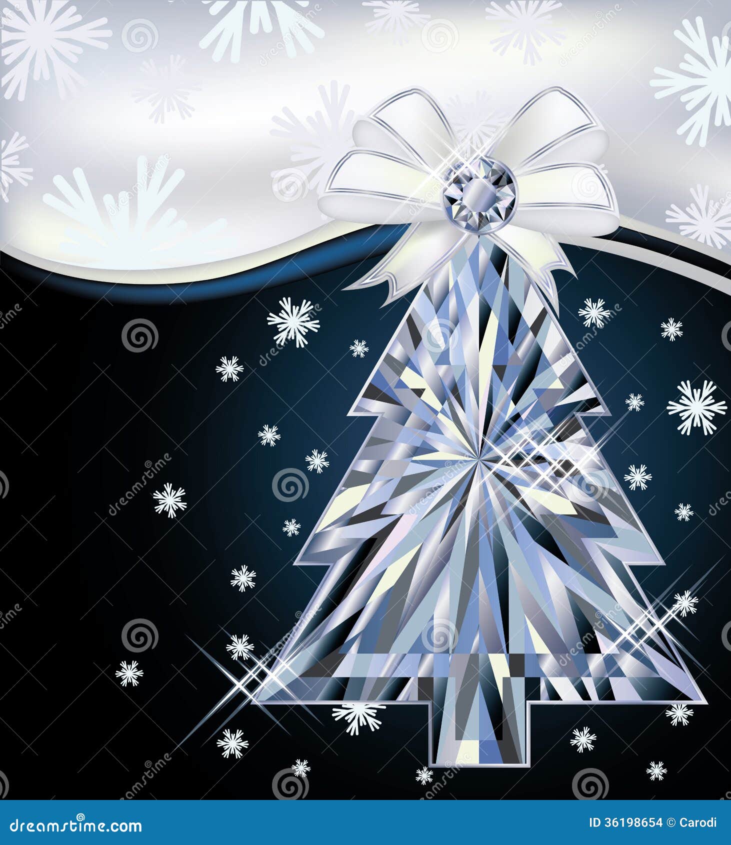 Diamond Christmas Tree Card with Bow Stock Vector - Illustration of ...