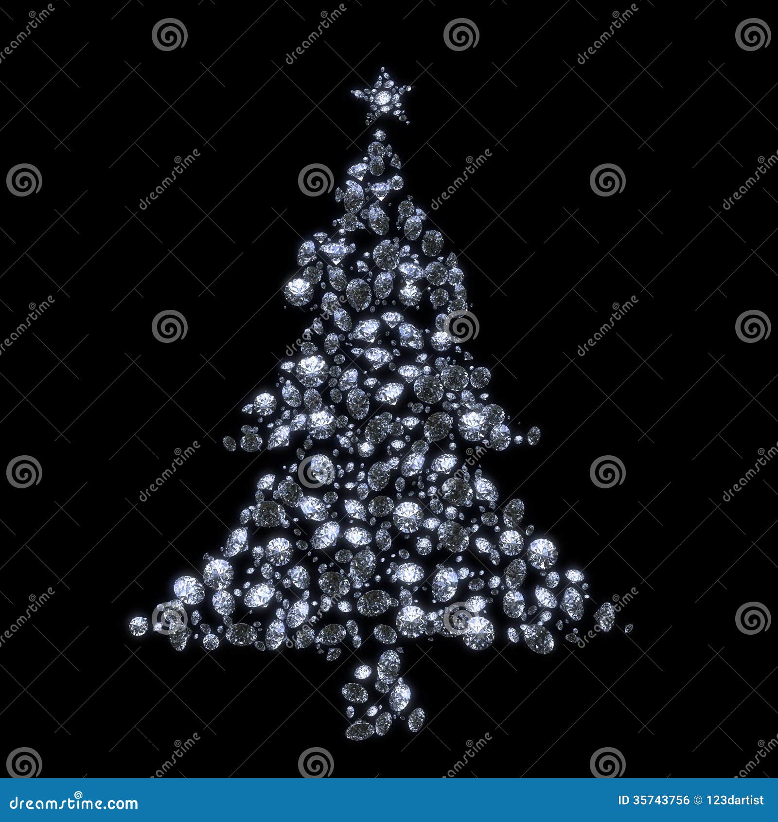 Diamond Christmas Tree with Star Stock Photo - Image of christmas ...