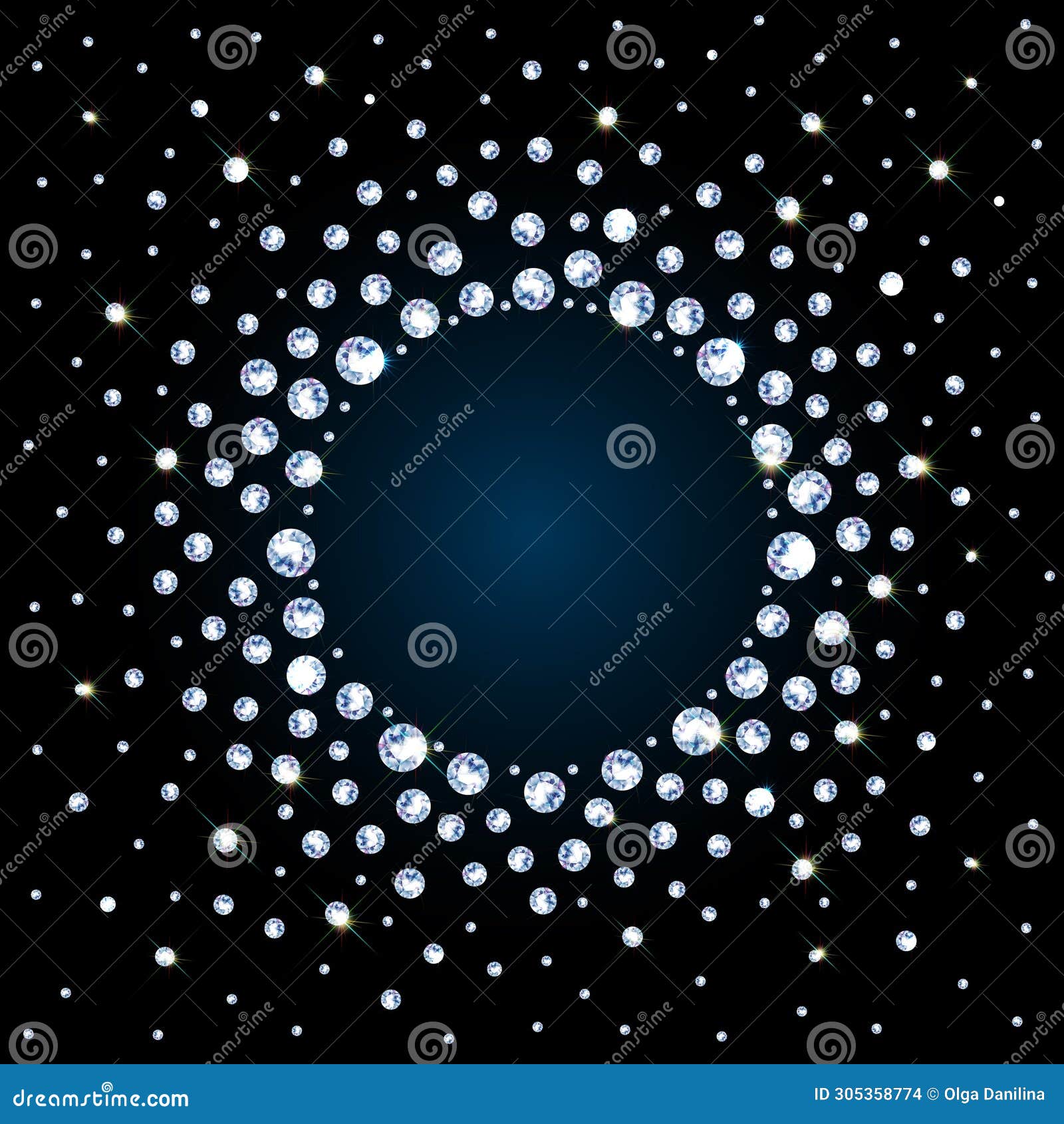 Diamond Circular Frame Realistic Luxury Vector Copy Space Stock ...