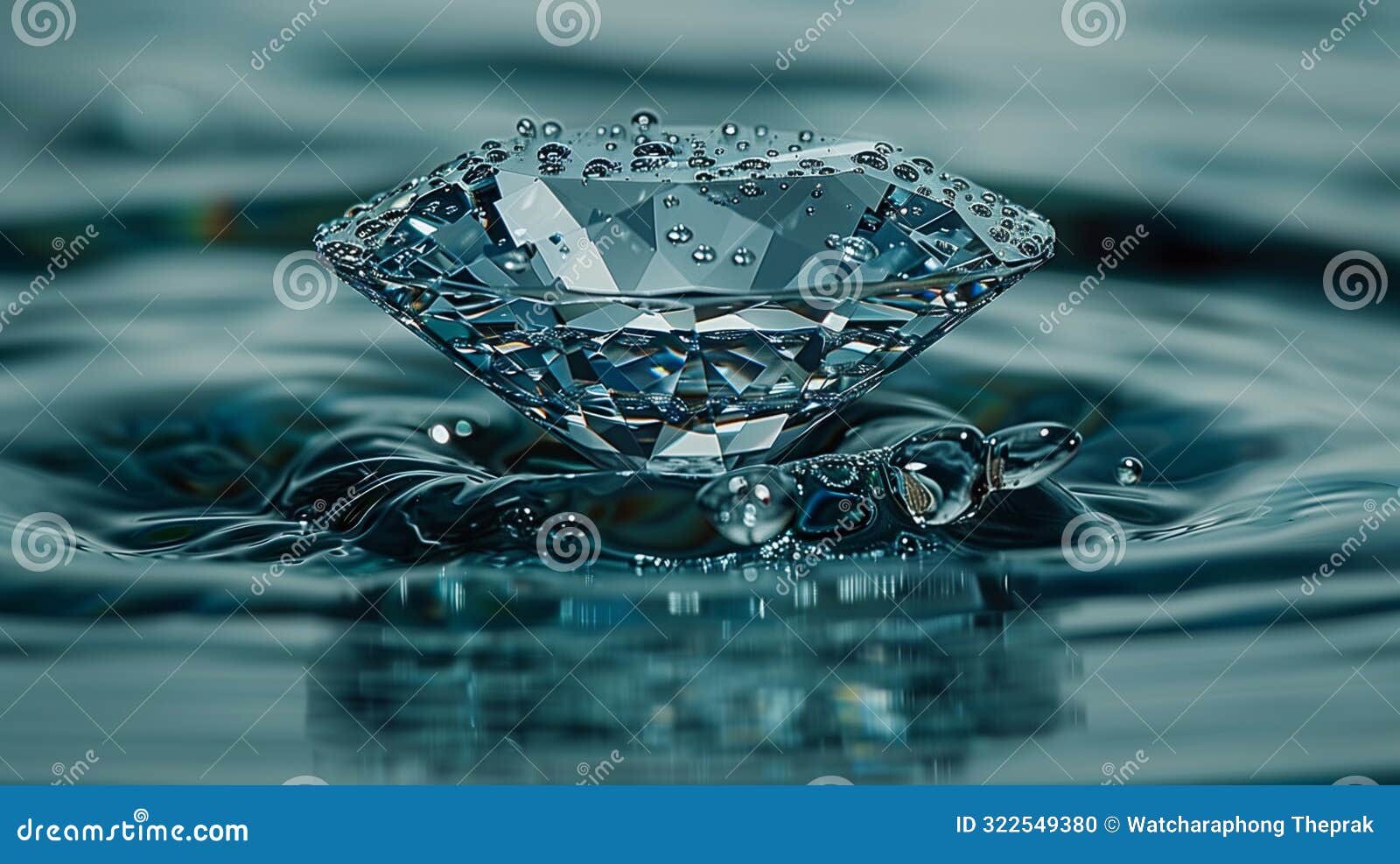 Diamond Close-up, Water Droplet on Top Stock Illustration ...