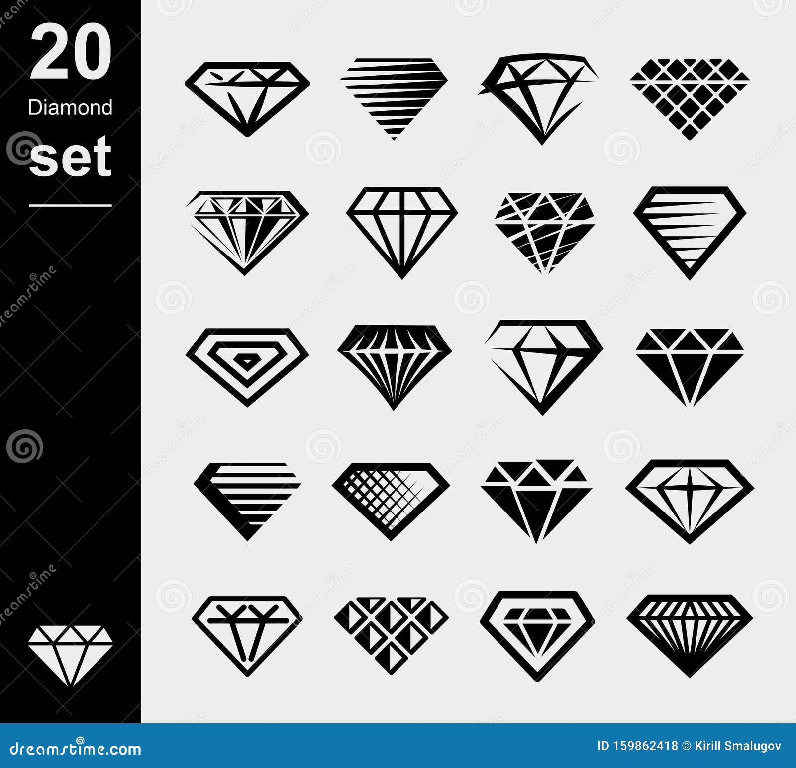 Icon Diamonds In A Flat Style.. Linear Outline Sign. Vector Icon Logo ...