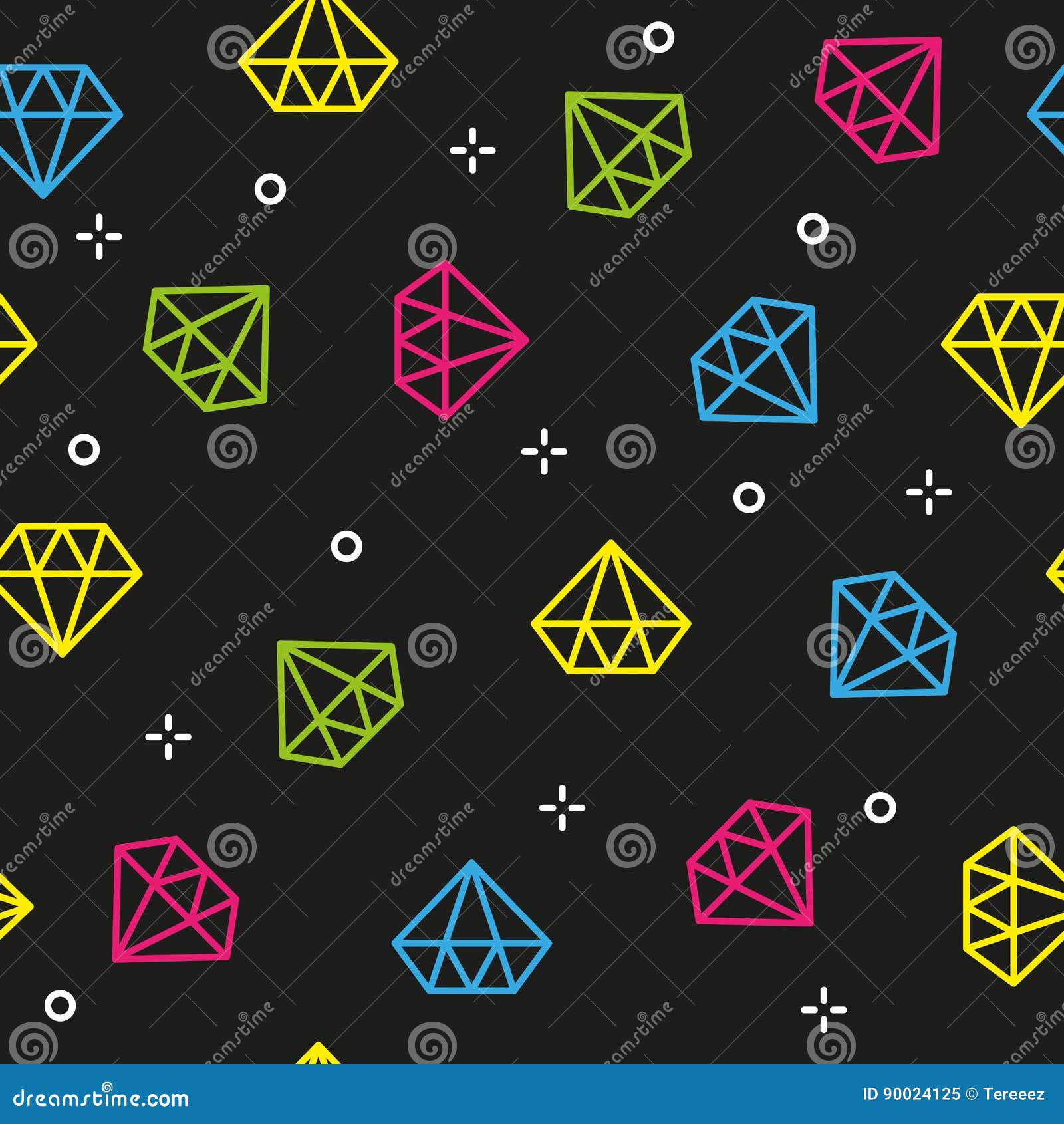 Diamond Colorful Dark Seamless Pattern Vector Illustration Stock Vector ...