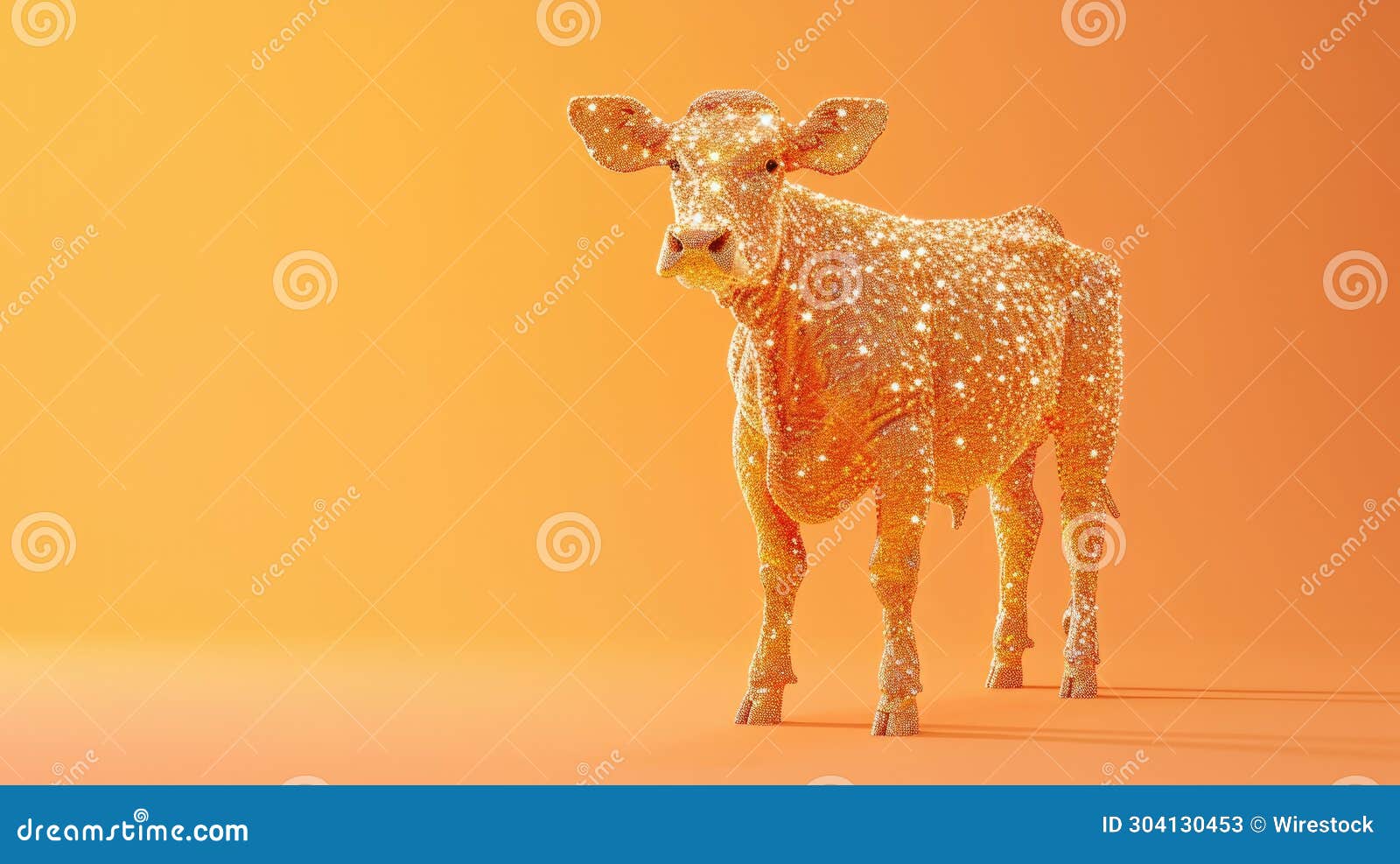 A Diamond Cow with Golden Highlights on it Stock Illustration ...