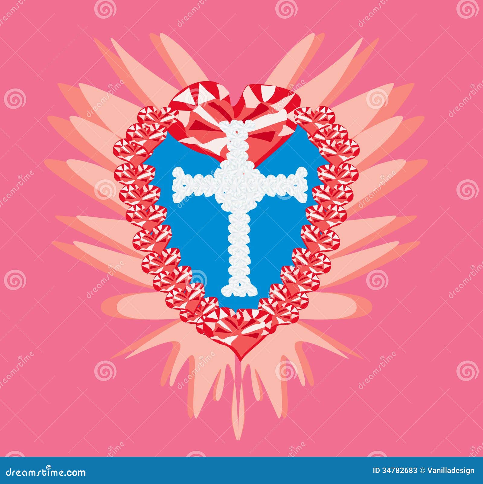 Cross Of Religious Words. Christian Symbol Cartoon Vector ...