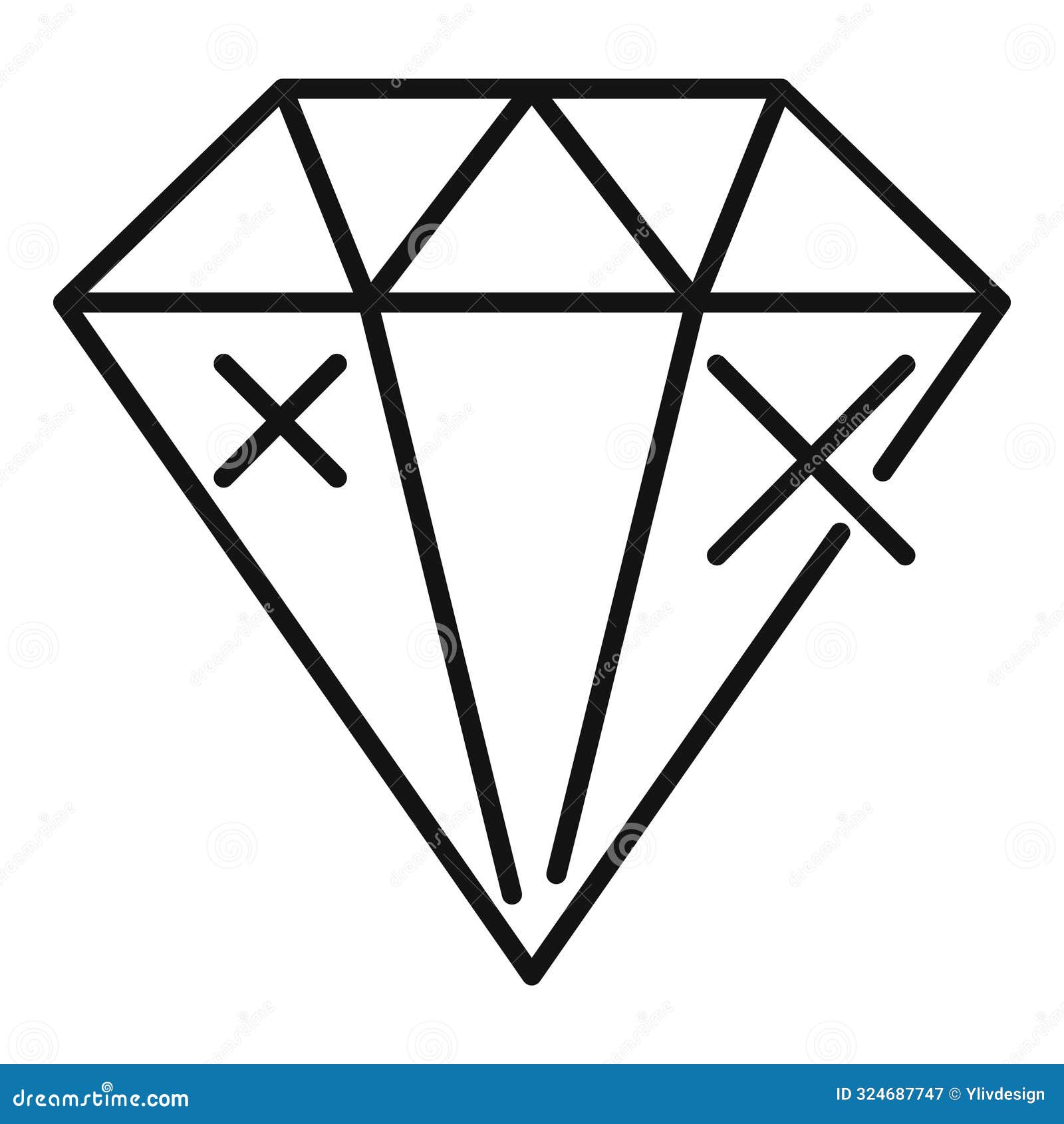 Diamond with Crosses Representing Fake Gemstone Stock Illustration ...